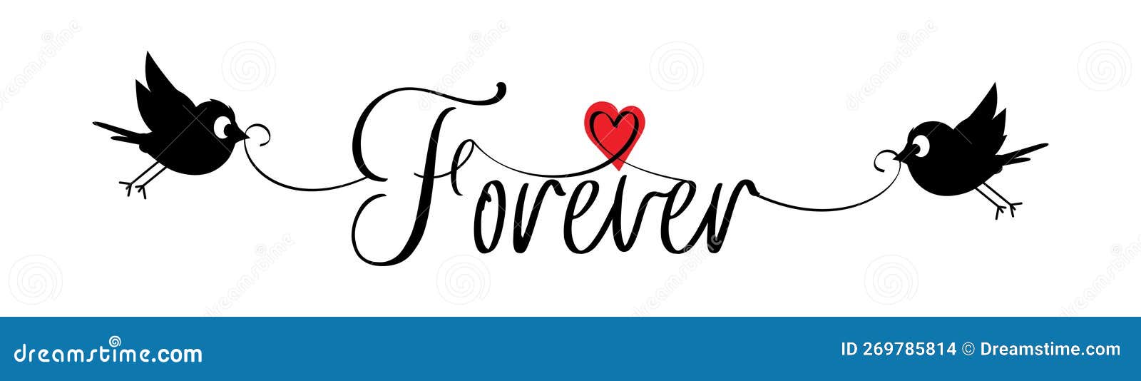 Forever Word Holding Flying Birds Silhouettes Isolated on White ...