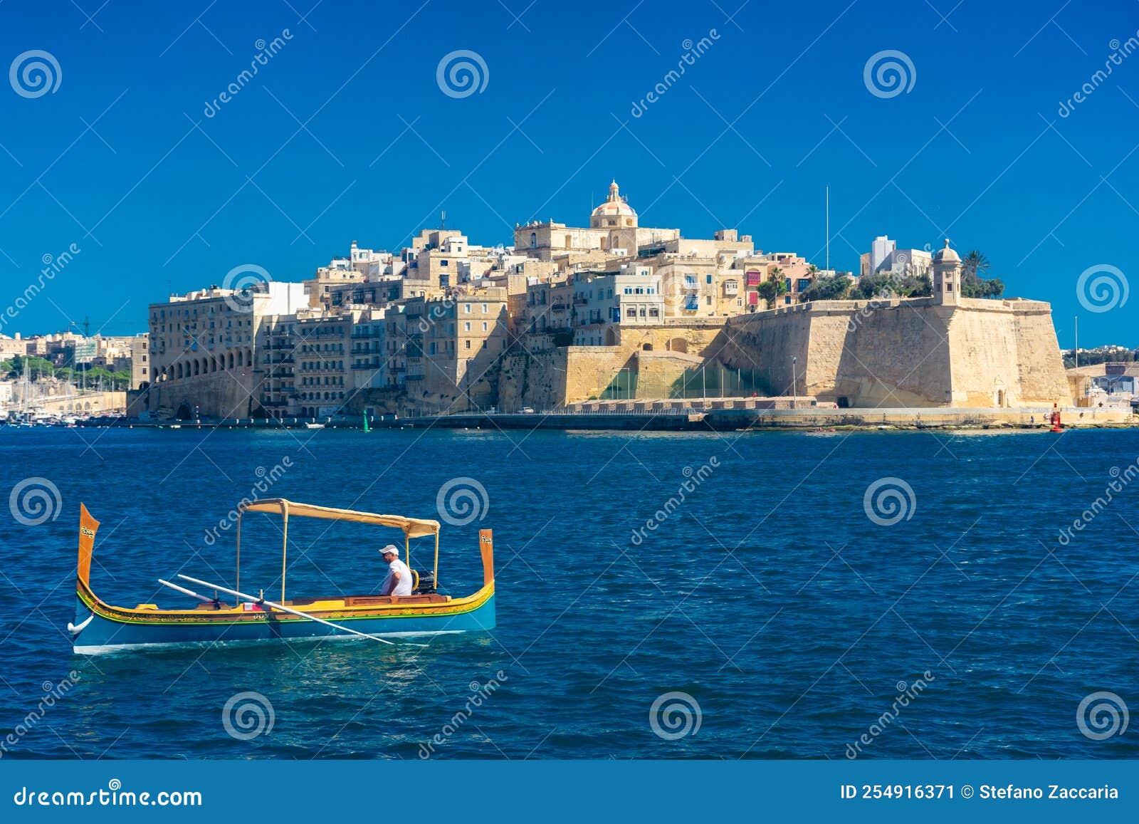 Birgu, Malta, 22 May 2022 : Traditional Boat in Front of the Castle of ...