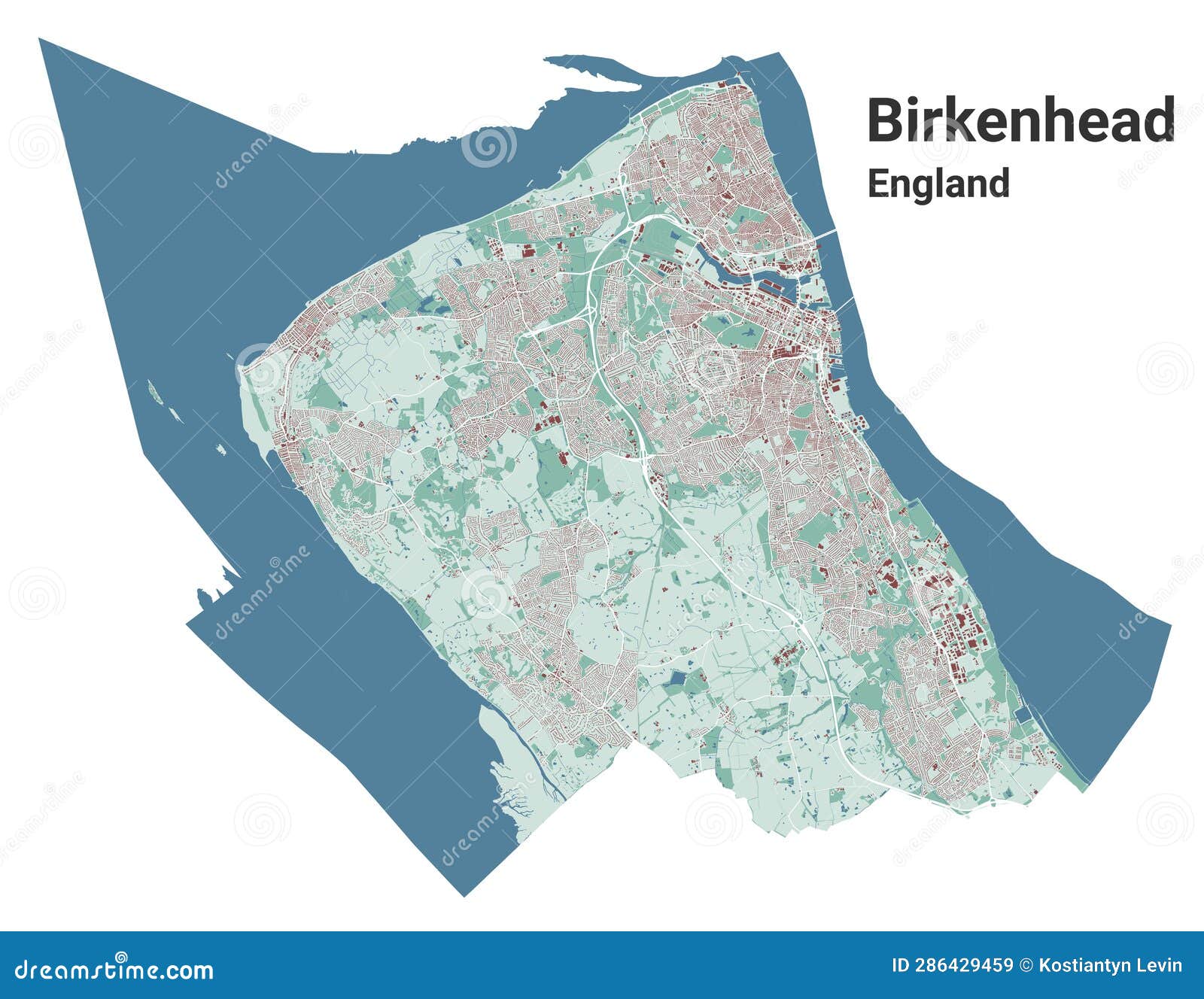 Birkenhead City Map, Administrative Area Stock Vector - Illustration of ...