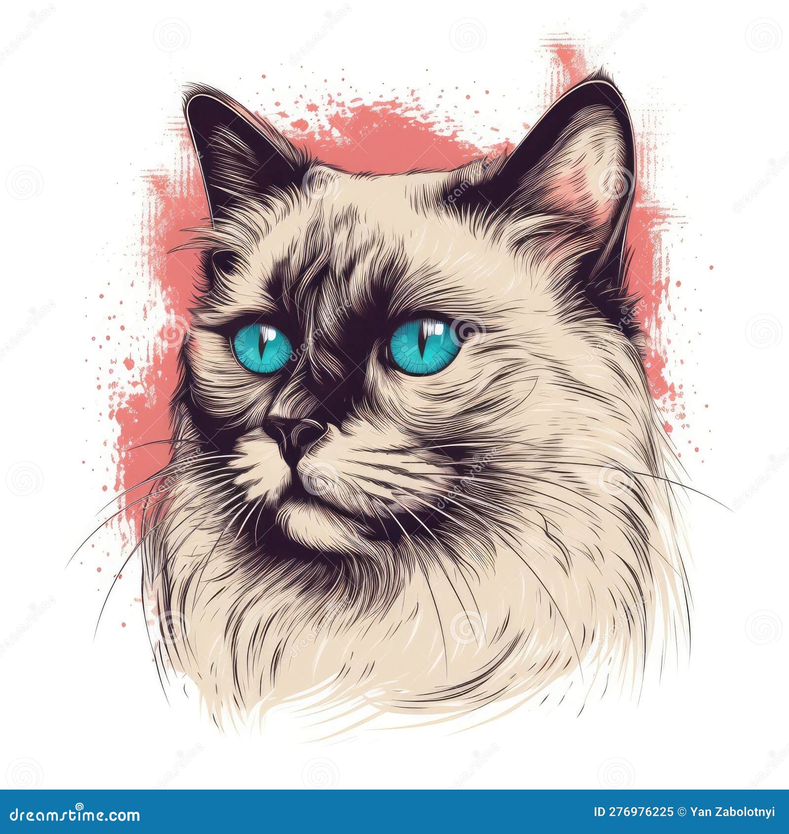 Birman Cat On White Background Logo. Generative AI Stock Image ...