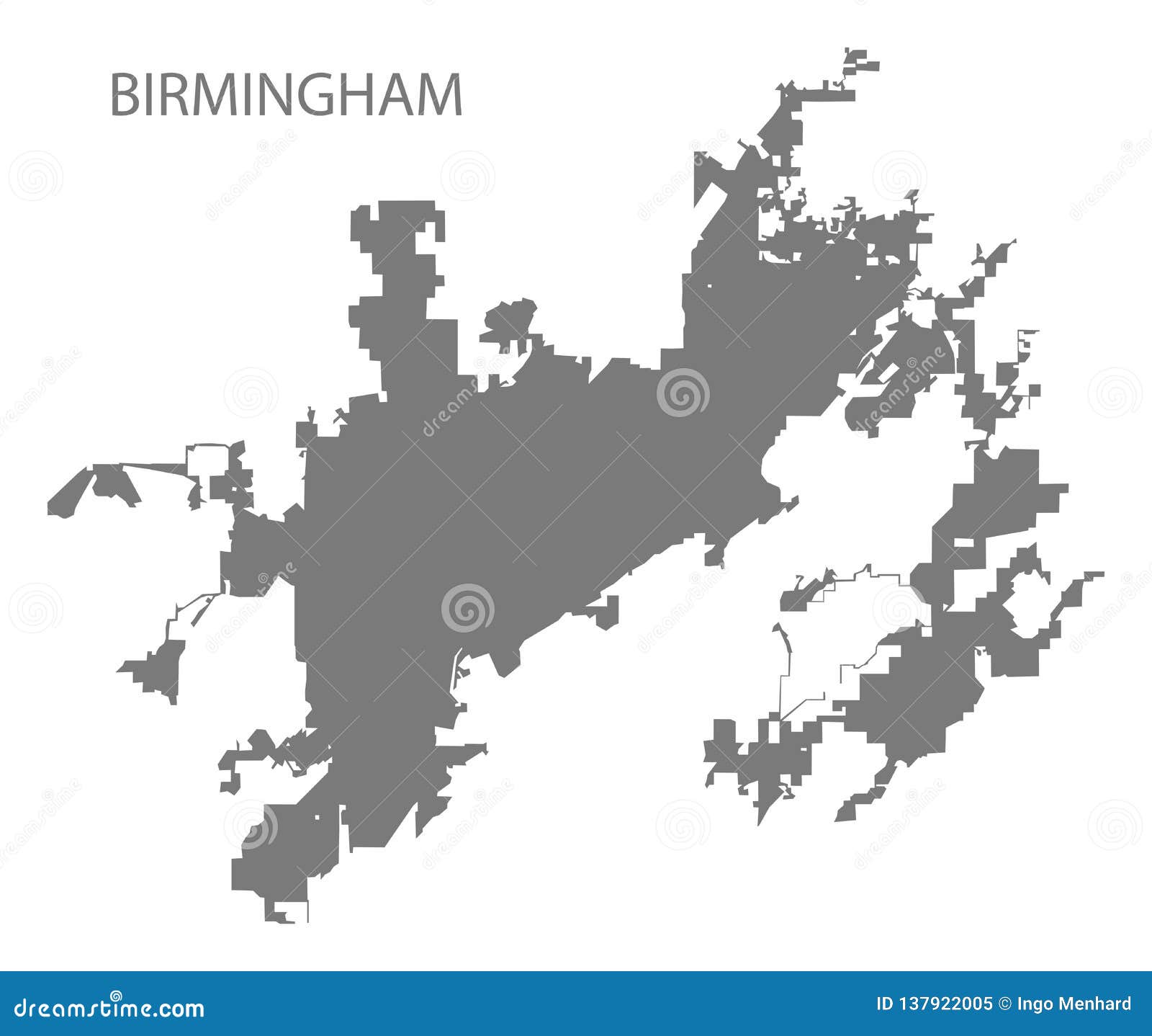 Birmingham Alabama City Map Grey Illustration Silhouette Stock Vector ...