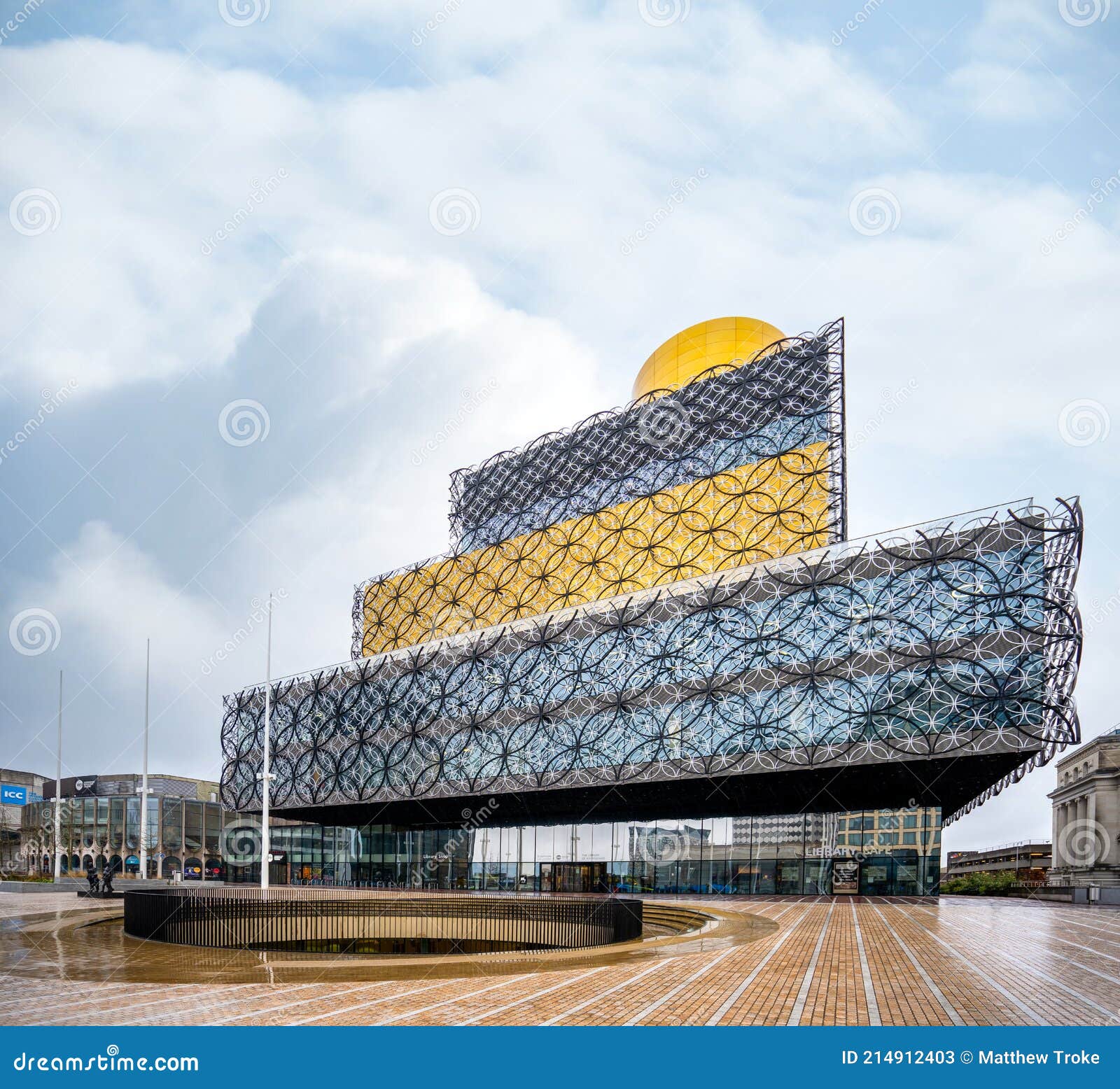 Birmingham, The Cube Futuristic Building Open Roof With Man Floating ...