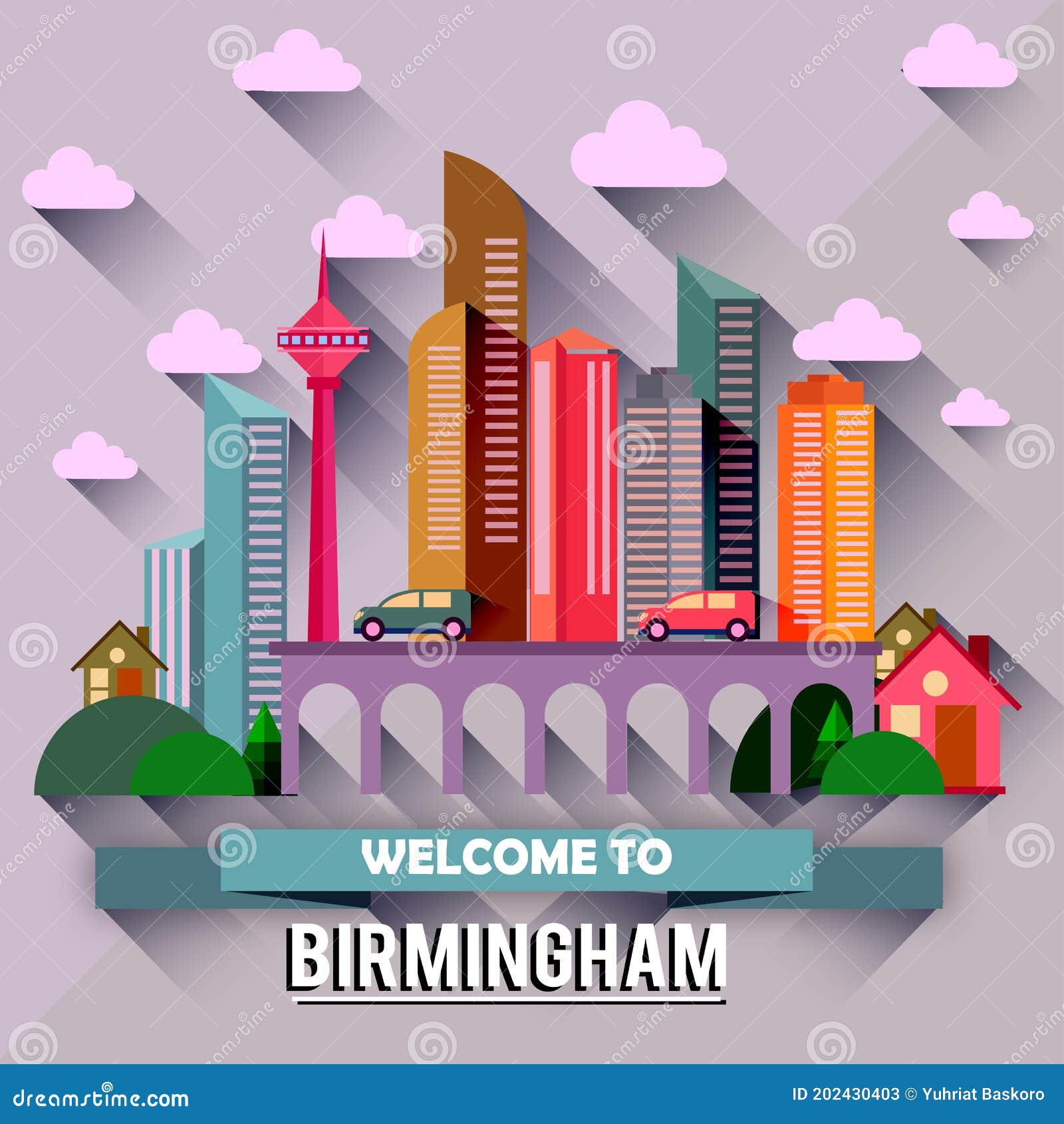 Birmingham - Flat Design City Vector Illustration Stock Illustration ...