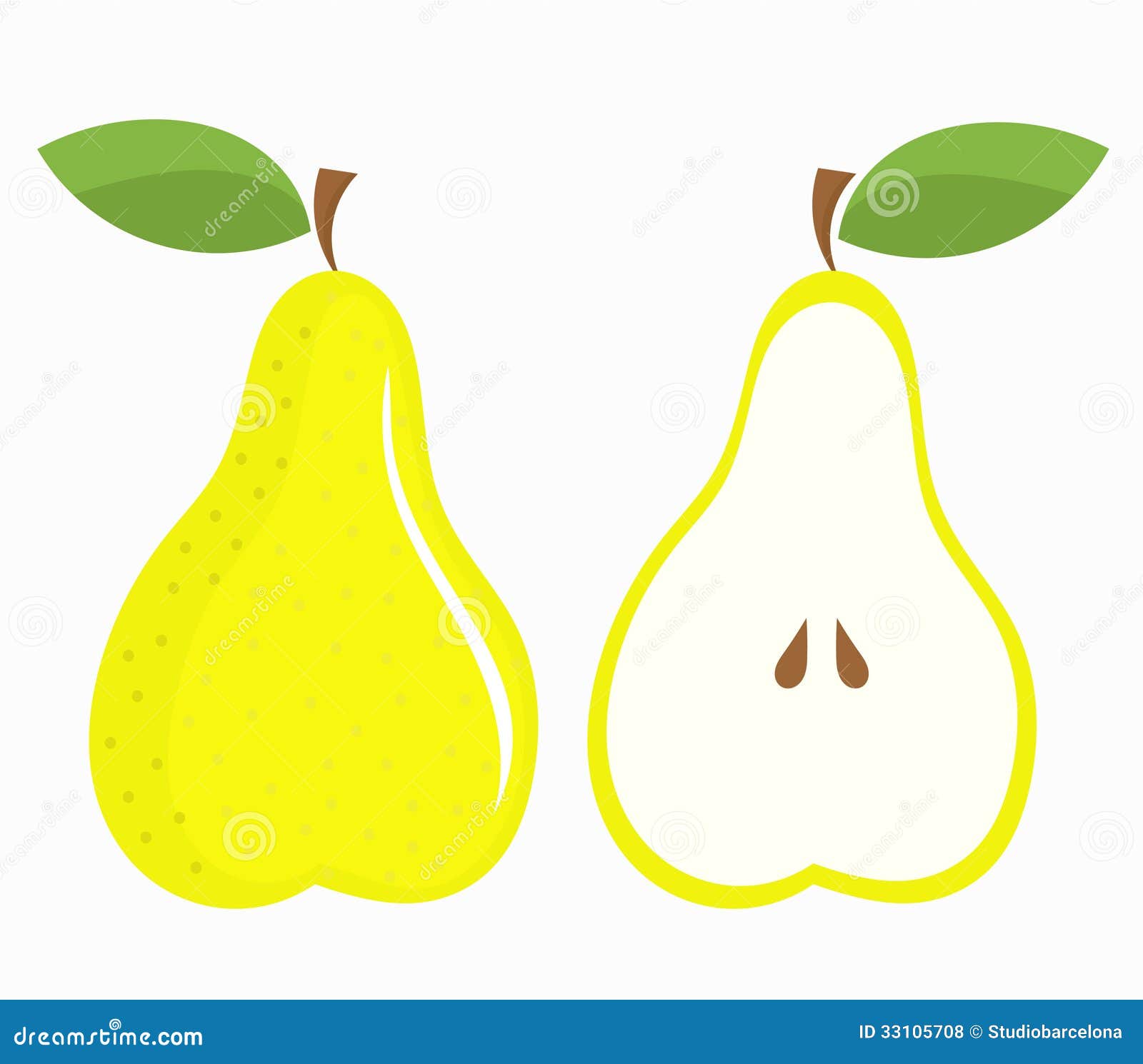 Birne halb und ganz vektor abbildung. Illustration von blatt - 33105708