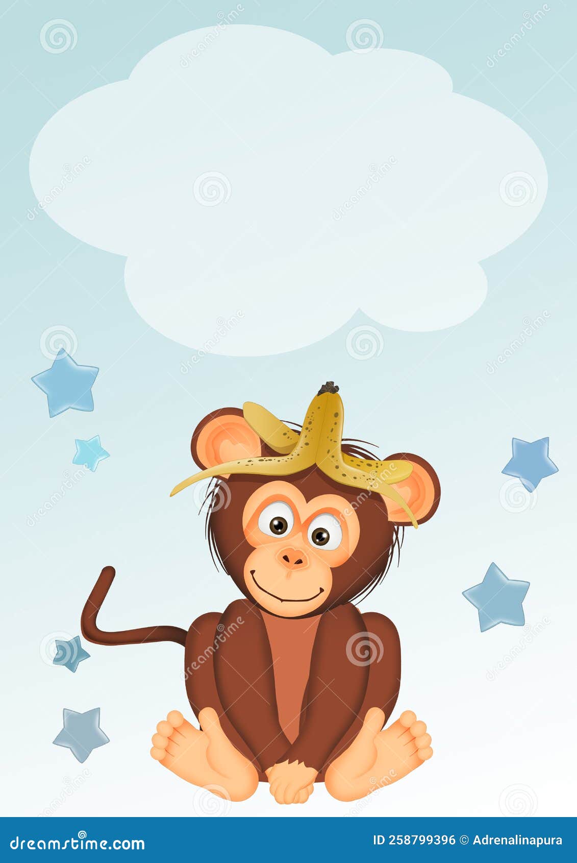 Birth Announcement Card for Baby Boy with Monkey Stock Illustration ...