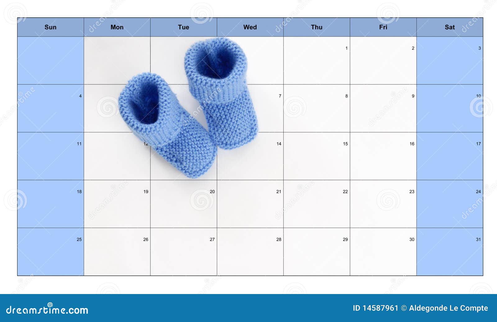 Birth Concept: Baby Booties on a Calendar Stock Image - Image of ...