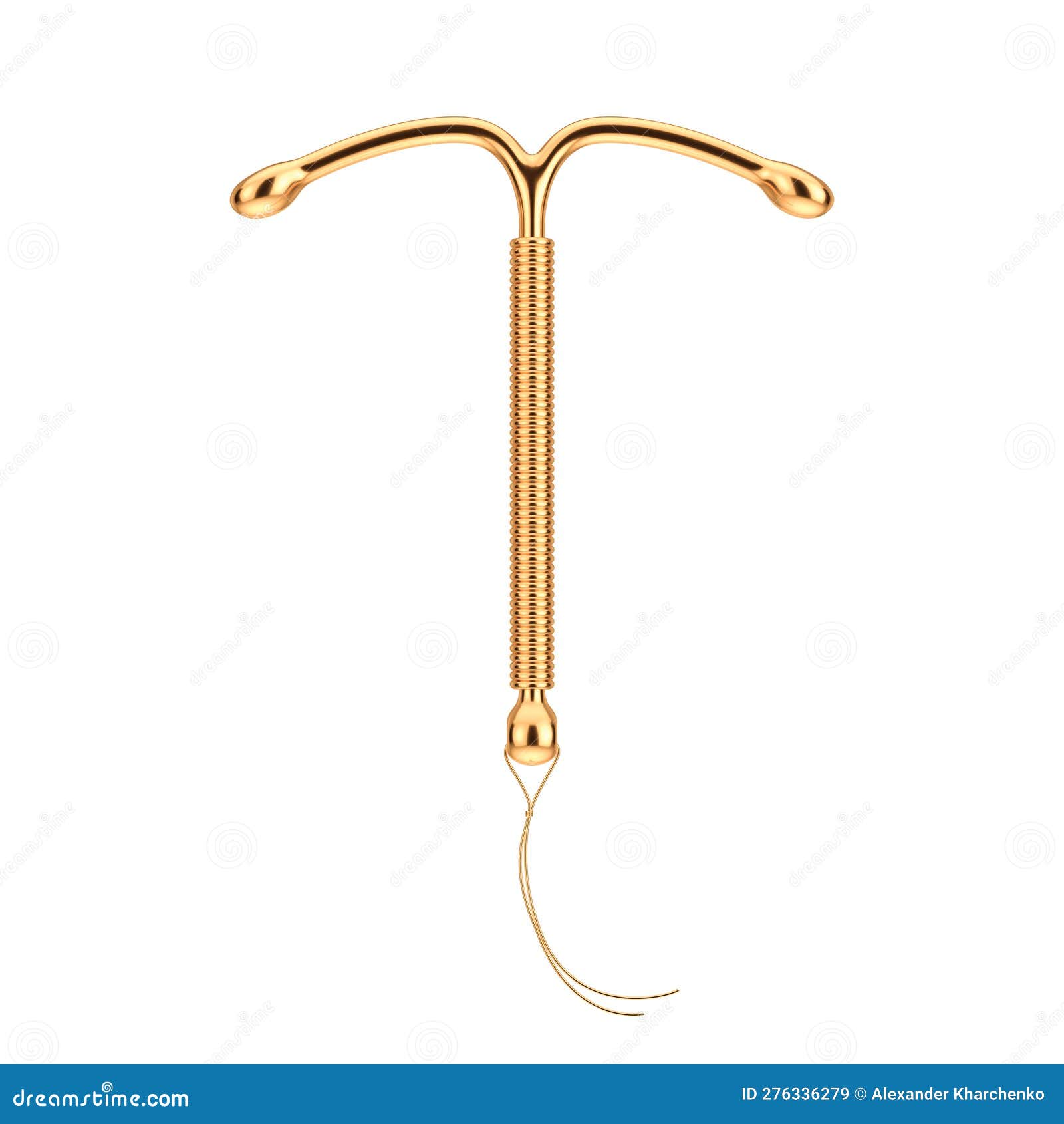 Birth Control Concept Golden T Shape Iud Intrauterine Device 3d