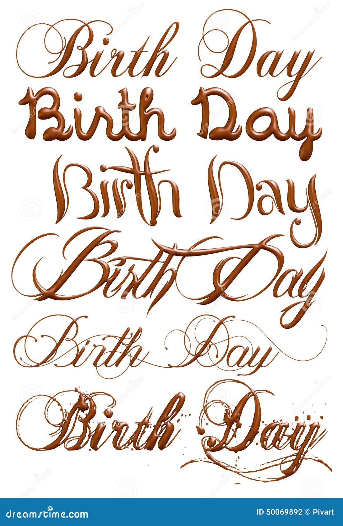 Birth Day Text Made of Chocolate on Isolated White Background. Stock ...