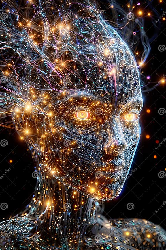 The Birth of a Digital Genius, AI Robots Evolving Brain. Stock ...