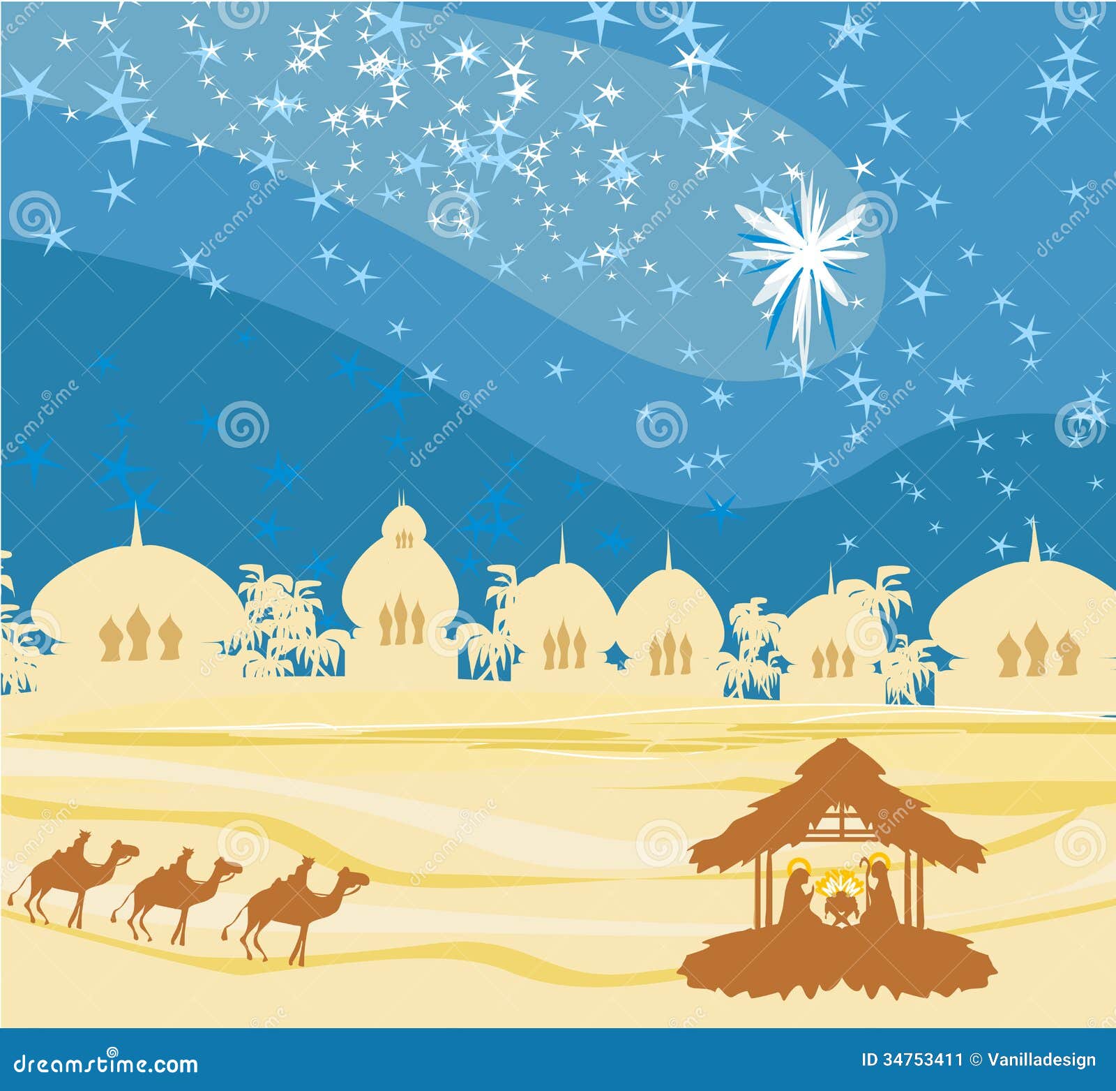 Birth of Jesus in Bethlehem. Stock Vector - Illustration of birth, rays ...