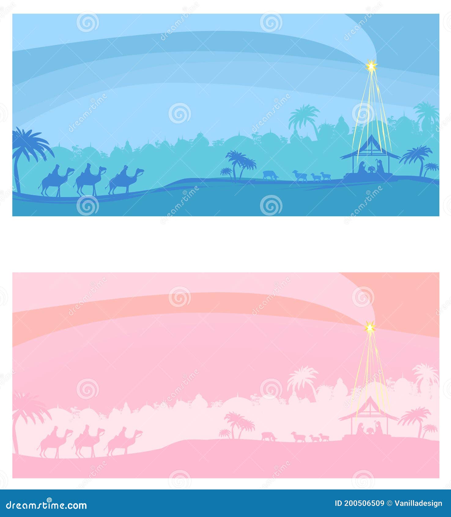 Birth of Jesus in Bethlehem - Set of Banners Stock Vector ...