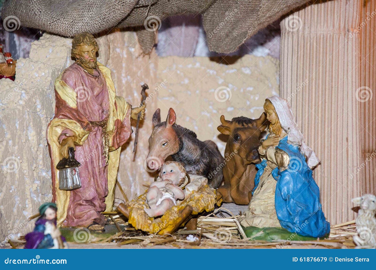 Birth of Jesus in the Manger in a Typical Italian Presepe Editorial ...