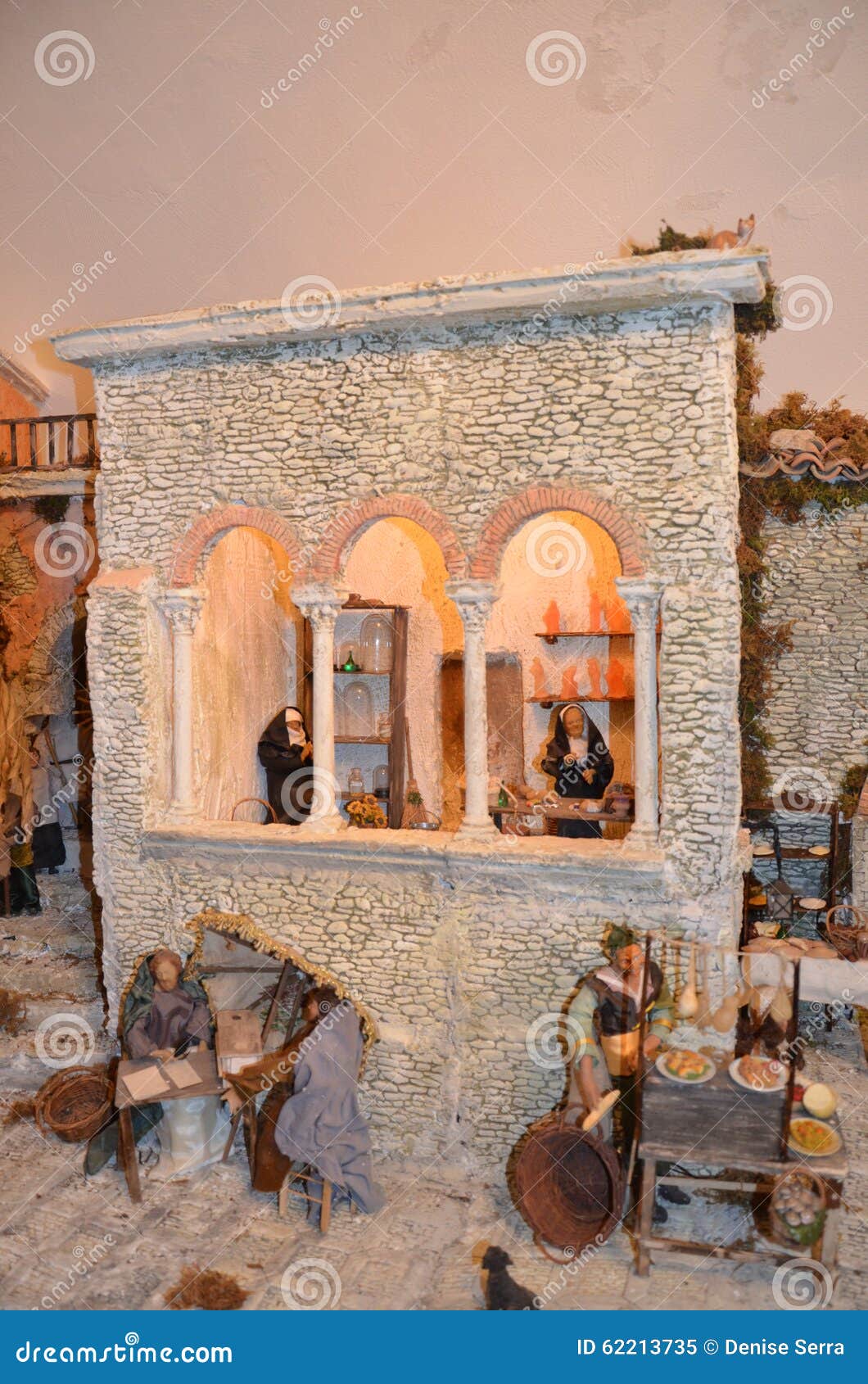 Birth of Jesus in the Manger in a Typical Italian Presepe Stock Image ...