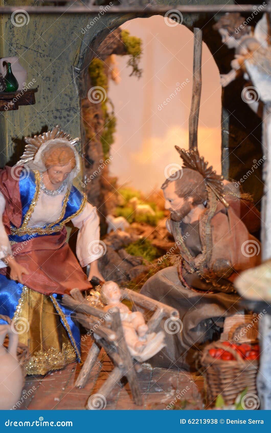 Birth of Jesus in the Manger in a Typical Italian Presepe Stock Photo ...