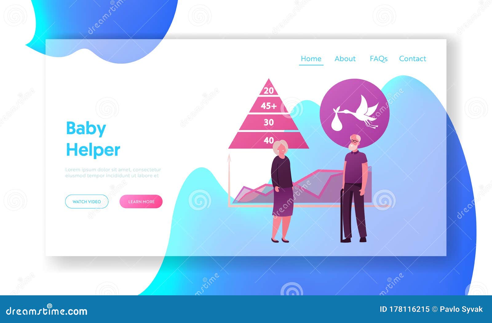 Birth Rate, Generation Landing Page Template. Senior Stand Front Of ...
