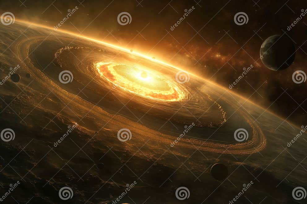 Birth of the Solar System with Protoplanetary Disk Stock Illustration ...