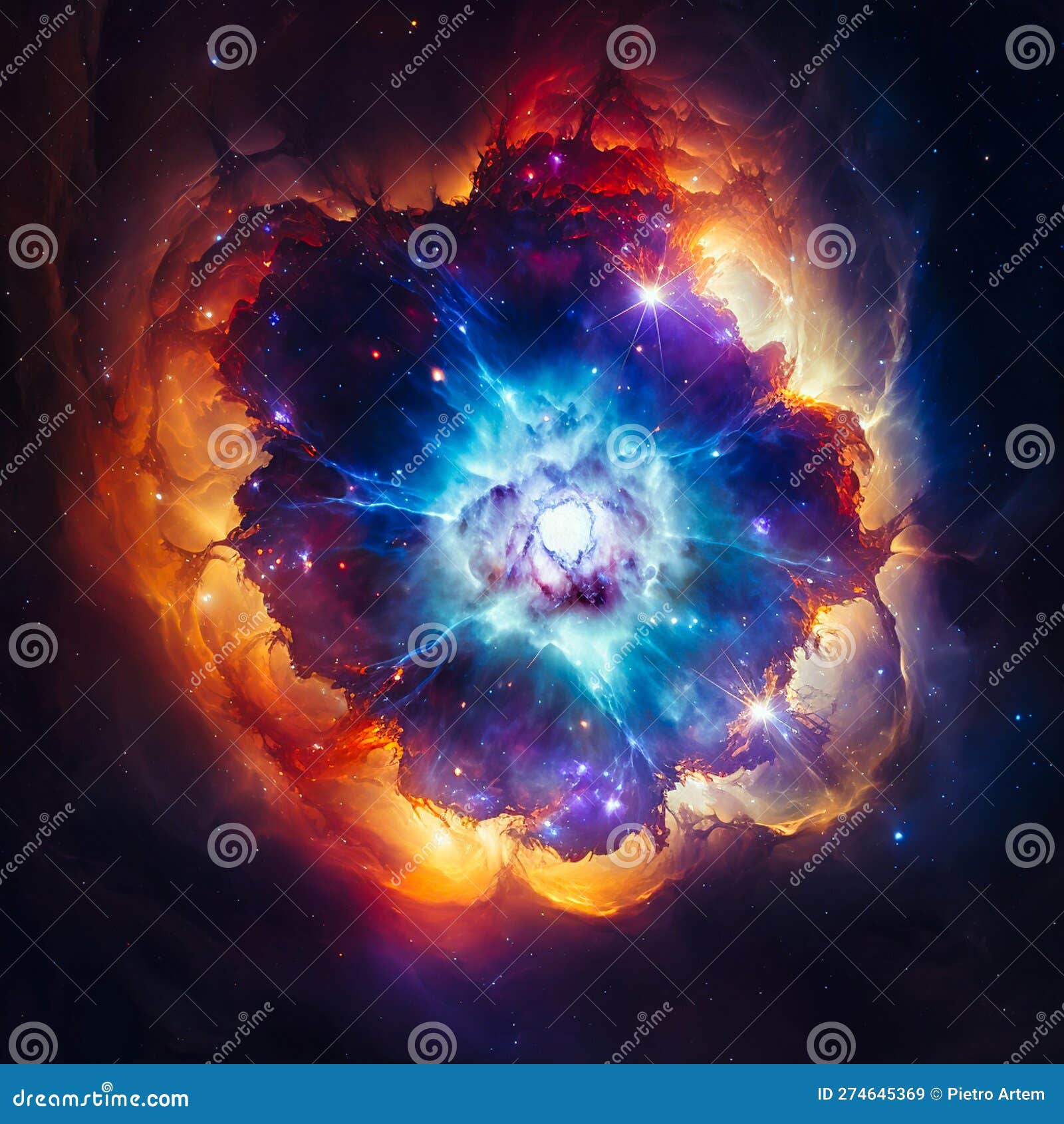 The Birth of a Star in Space during a Nebula Explosion, Generative AI ...