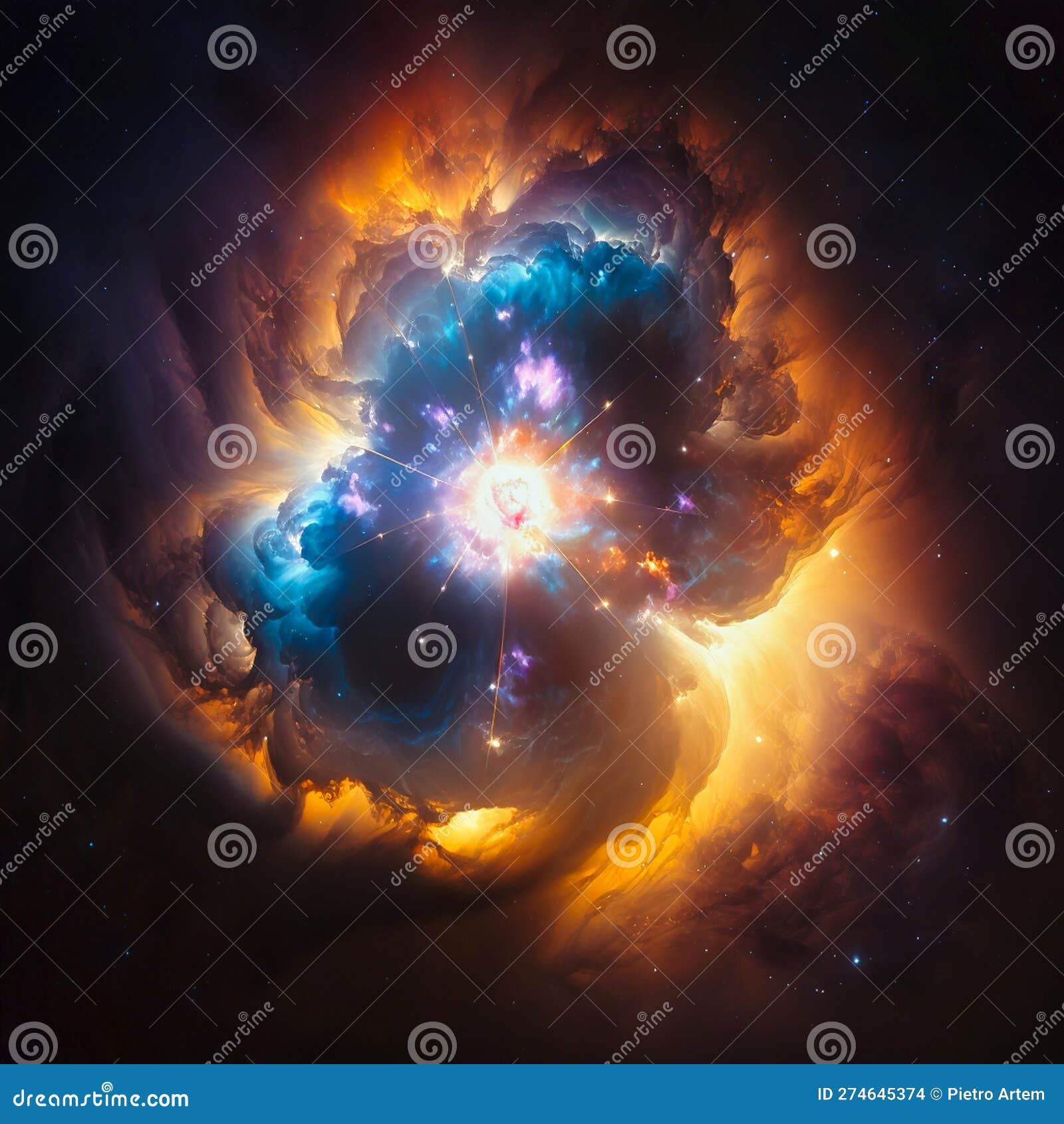 The Birth of a Star in Space during a Nebula Explosion, Generative AI ...