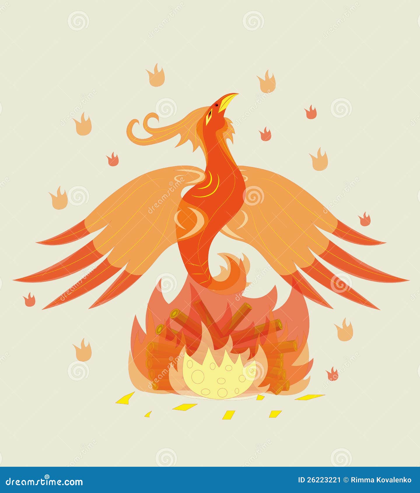 Birth of a young phoenix. stock vector. Illustration of fire - 26223221