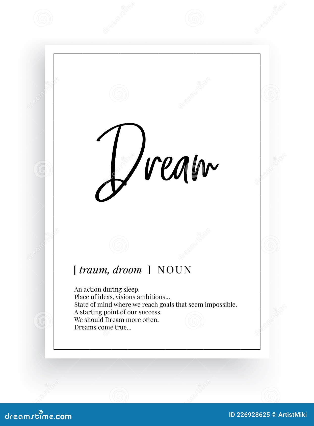 Dream, Description, Wording Design. Dream Definition, Vector ...