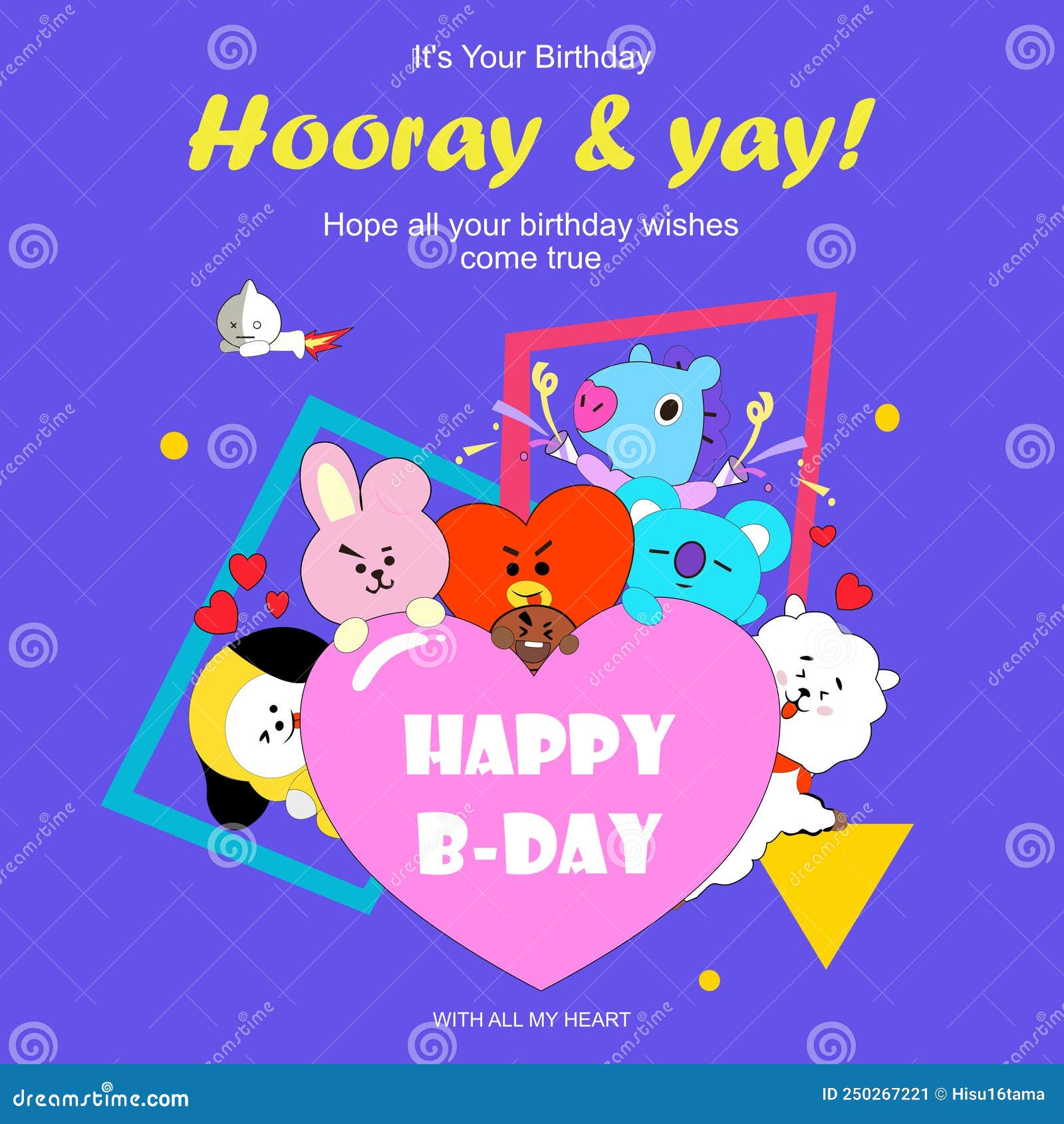 Korean Brand BT21 Collectible Figures. Seamless Pattern Vector Design ...