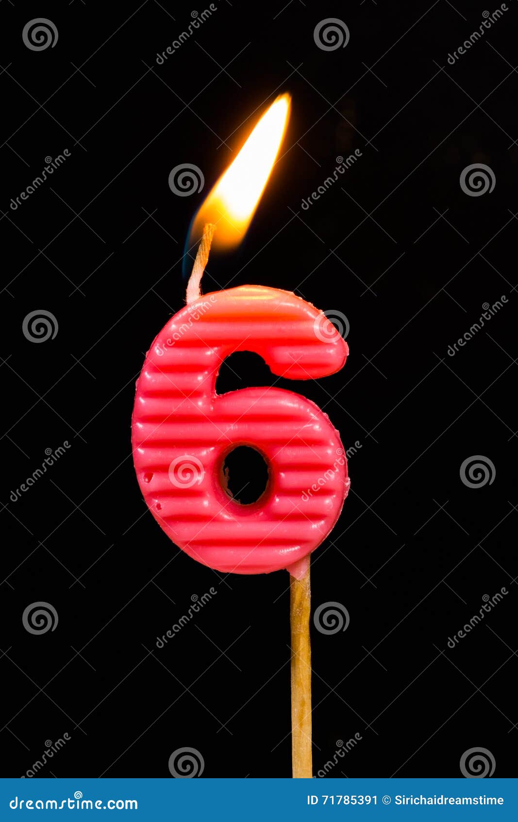 Birthday-anniversary Candles Number. 6 Stock Image - Image of black ...