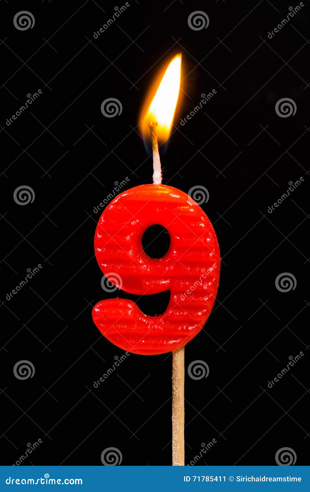 Birthday-anniversary Candles Number. 9 Stock Image - Image of candles ...