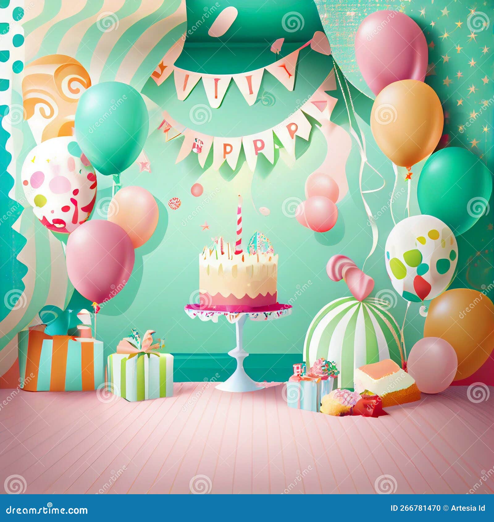 Birthday Backdrop Wallpaper Stock Illustration - Illustration of people ...