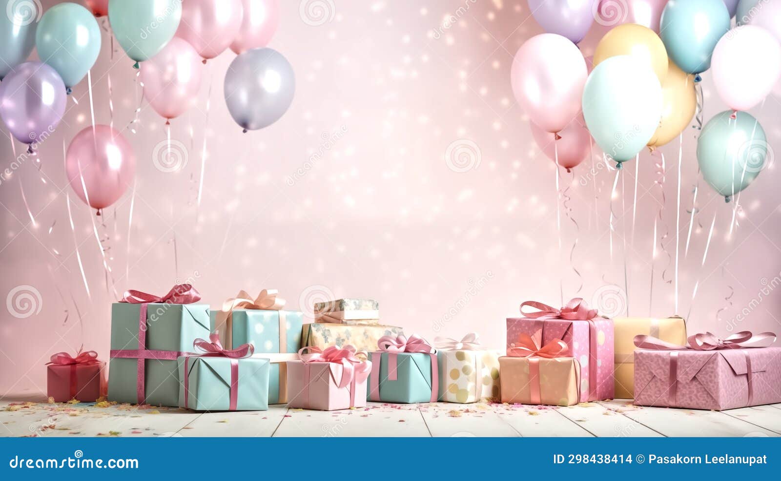 Birthday Background with Gift Boxes and Balloons Stock Illustration ...