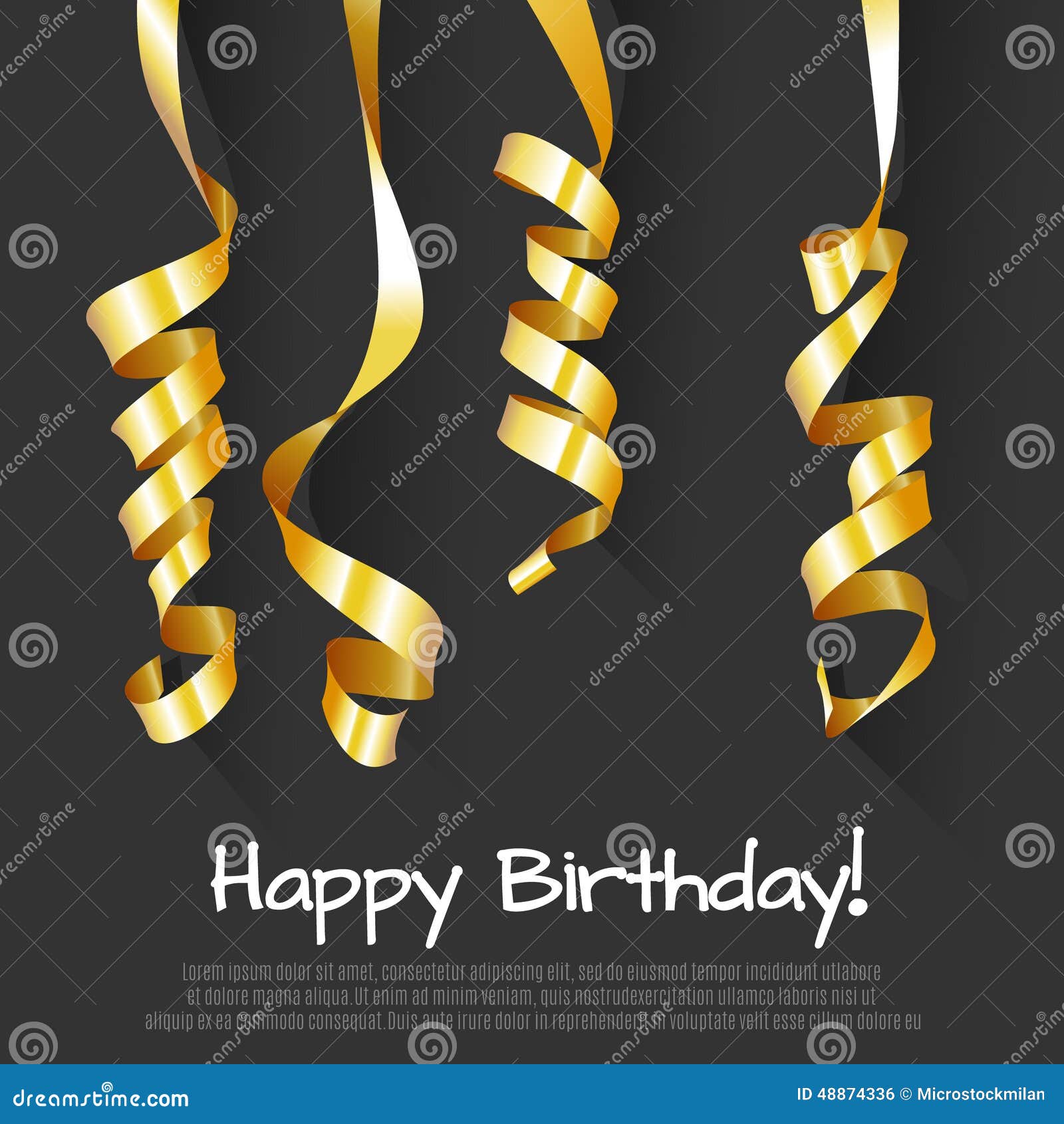 Birthday Background with Gold Streamers. Vector Stock Vector ...