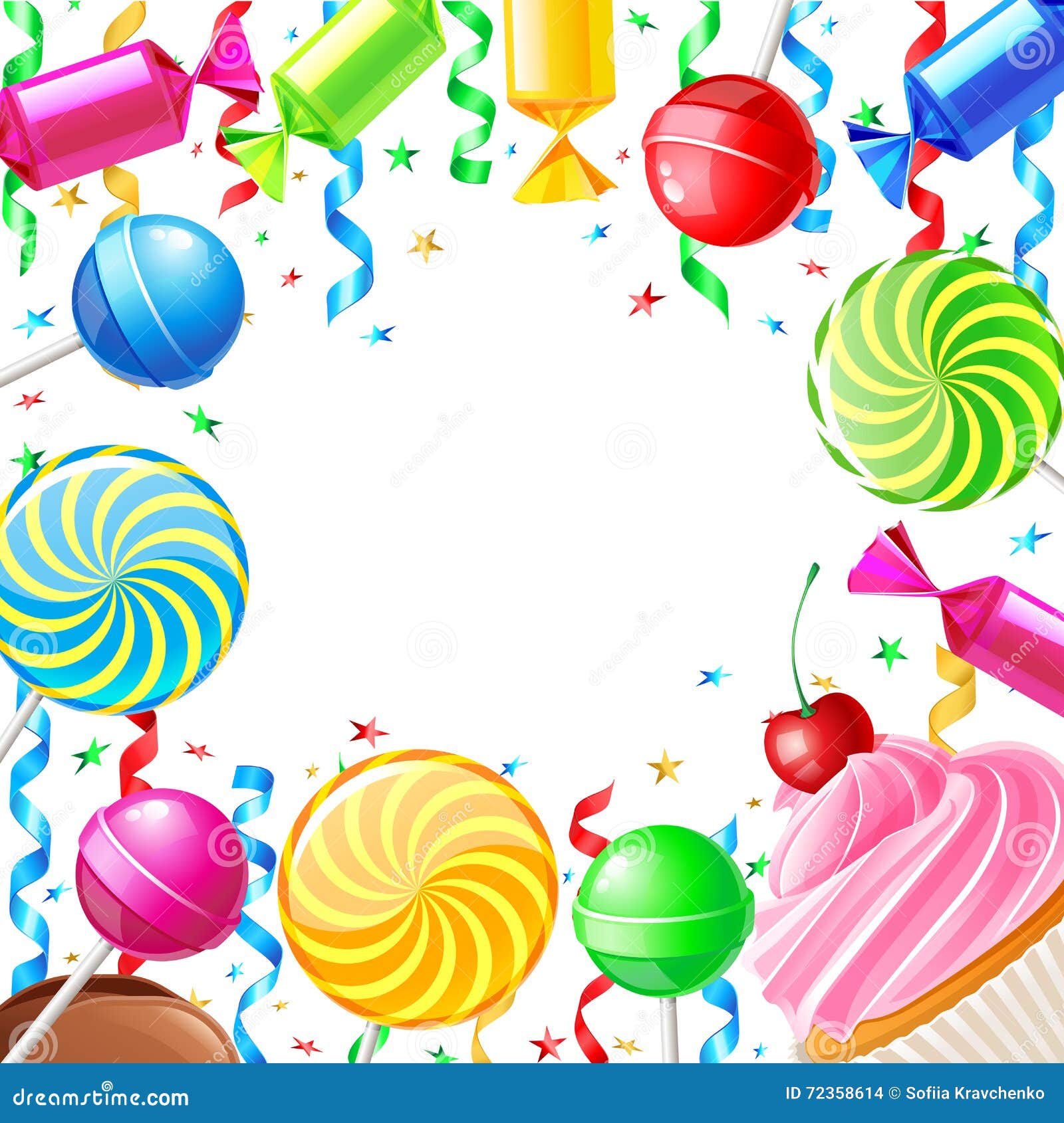 Birthday Background with Sweets. Vector Illustration Stock Vector ...