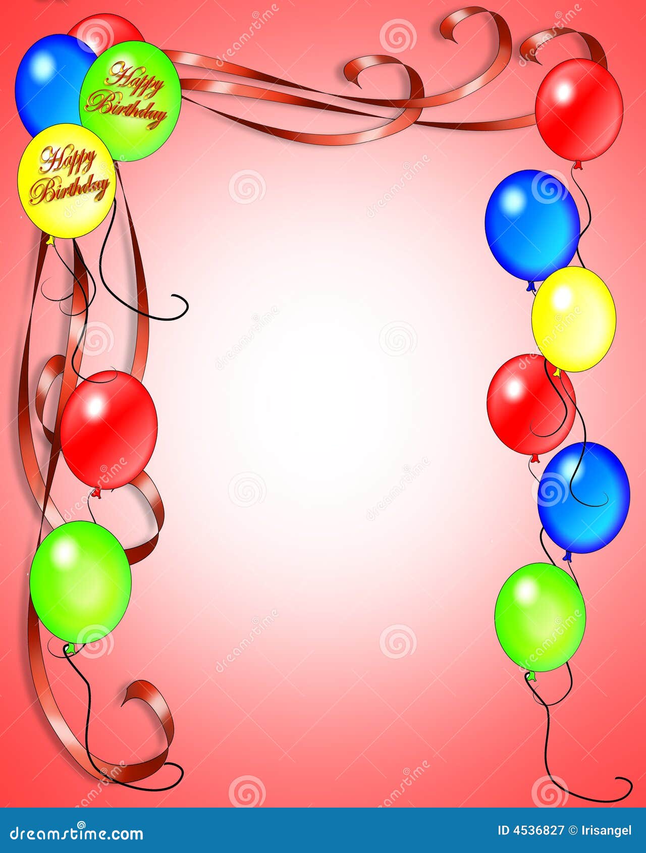 Birthday Balloons Invitation Stock Illustration - Illustration of page ...