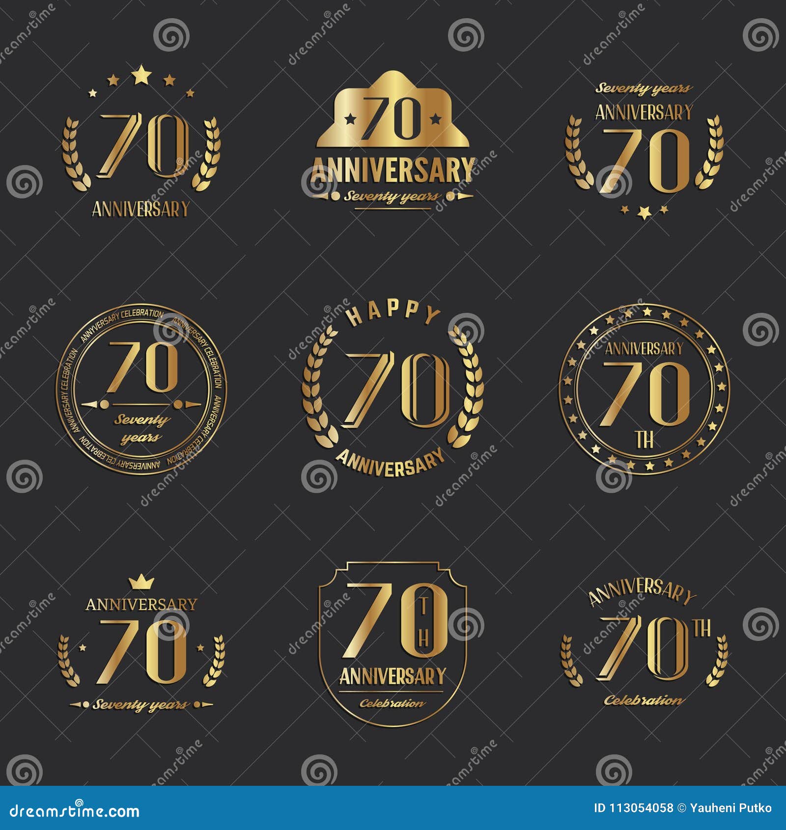 70 Birthday Banners. Vector. Stock Vector - Illustration of banner ...