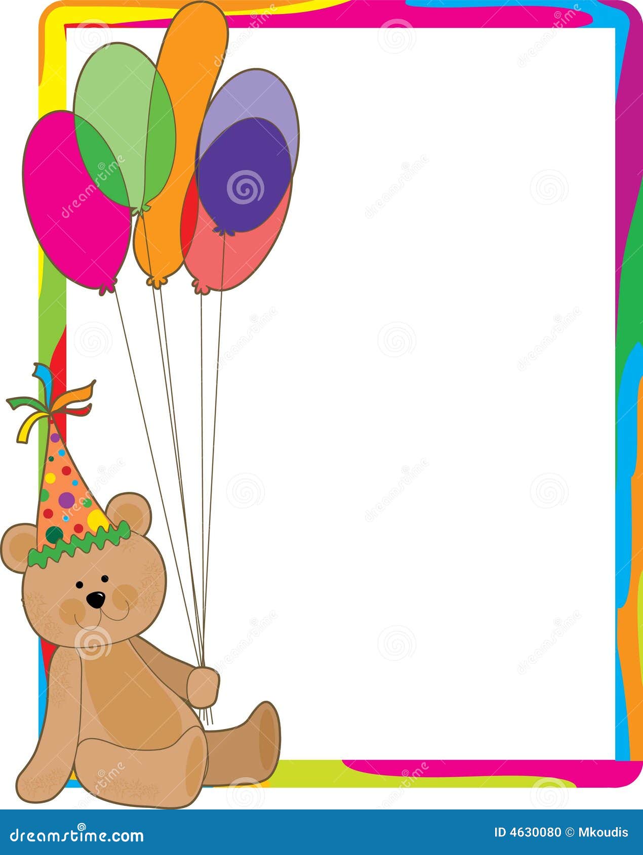 Birthday Bear Border stock vector. Illustration of cartoon - 4630080