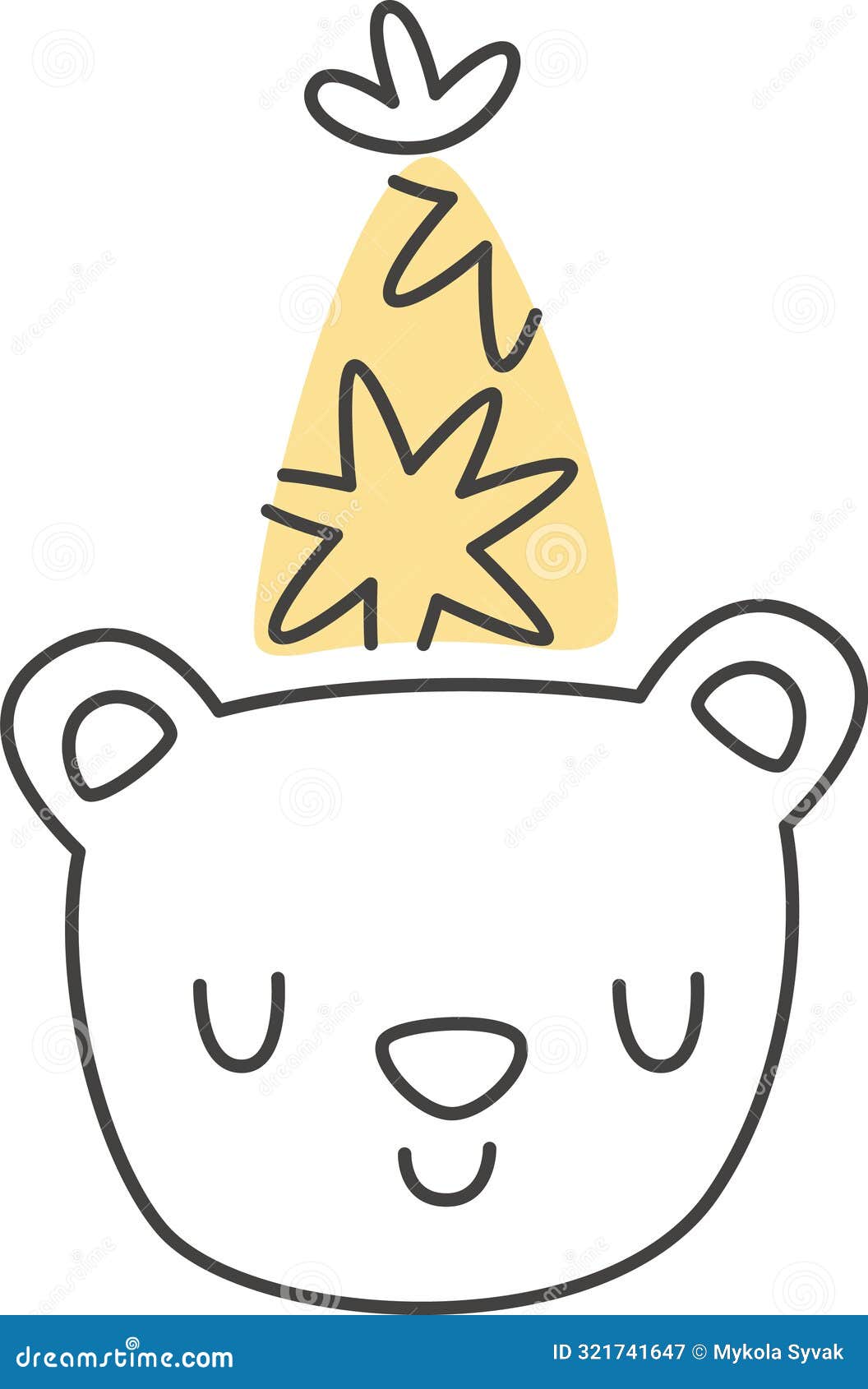 Birthday Bear Outline stock vector. Illustration of vector - 321741647