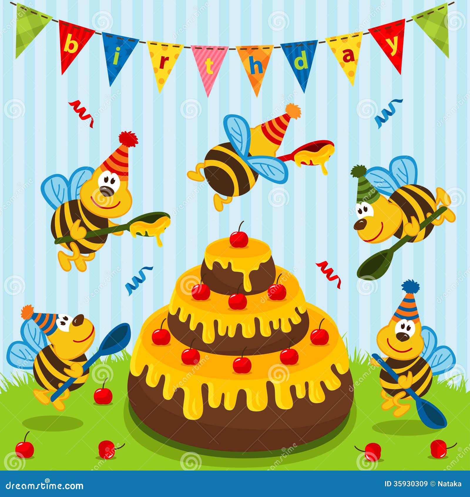 Birthday bees stock vector. Illustration of decoration - 35930309