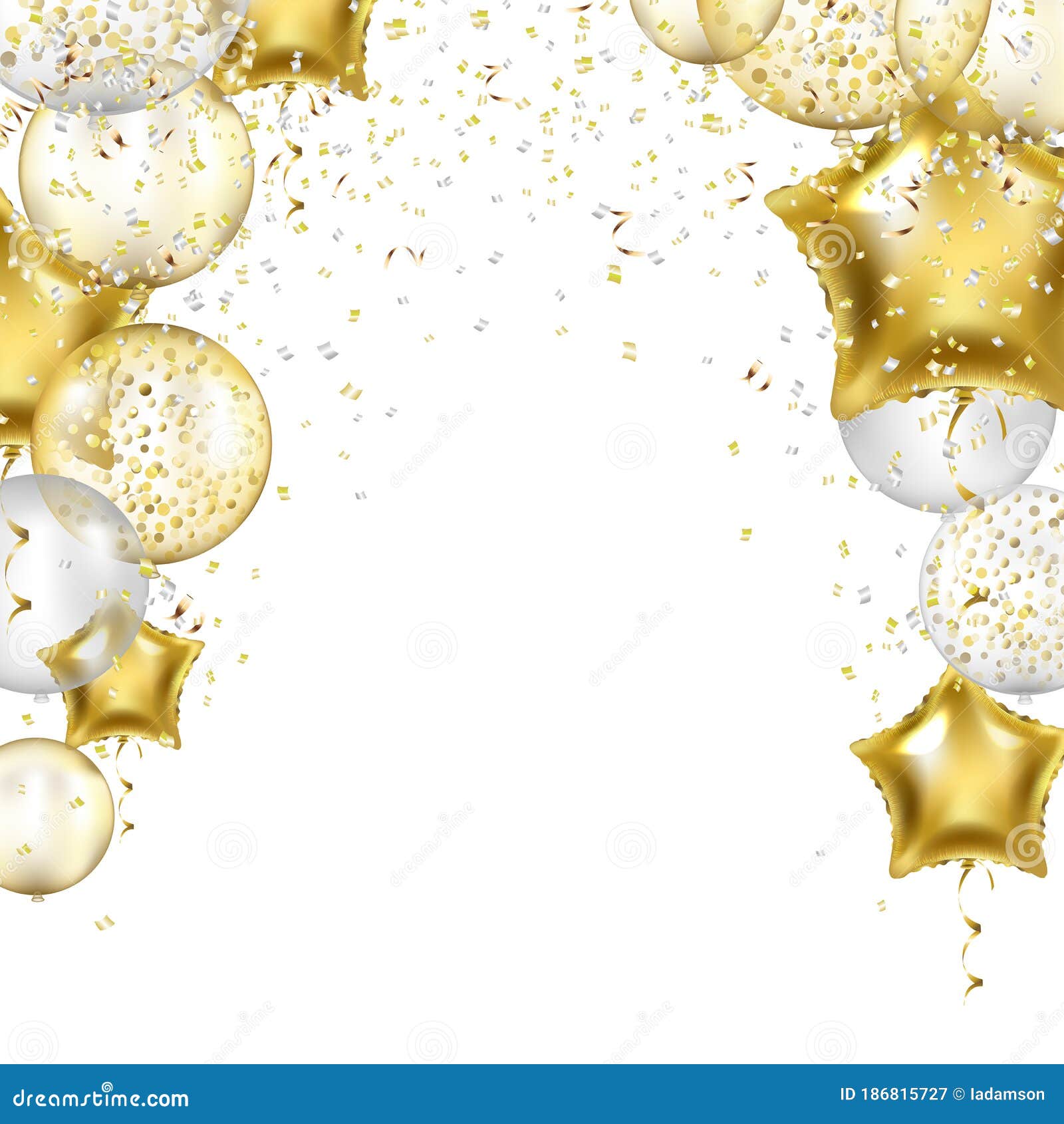 Birthday Border with Golden Star Balloons Stock Vector - Illustration ...