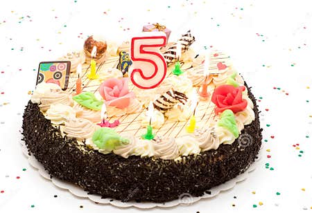 Birthday cake 5 years stock photo. Image of food, butterfly - 6473604