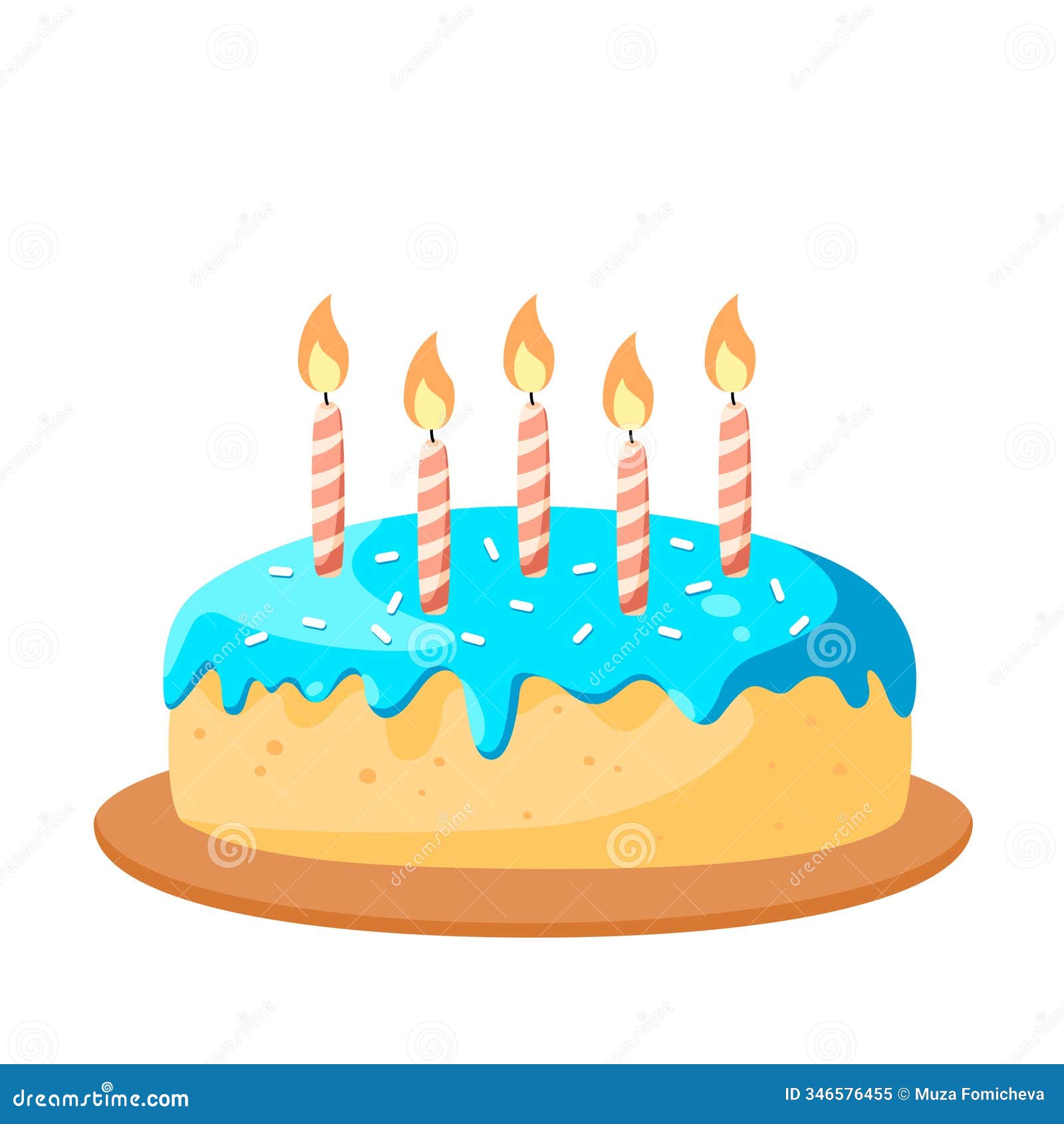 Birthday Cake for Boys with Blue Mastic and Candles on a White ...