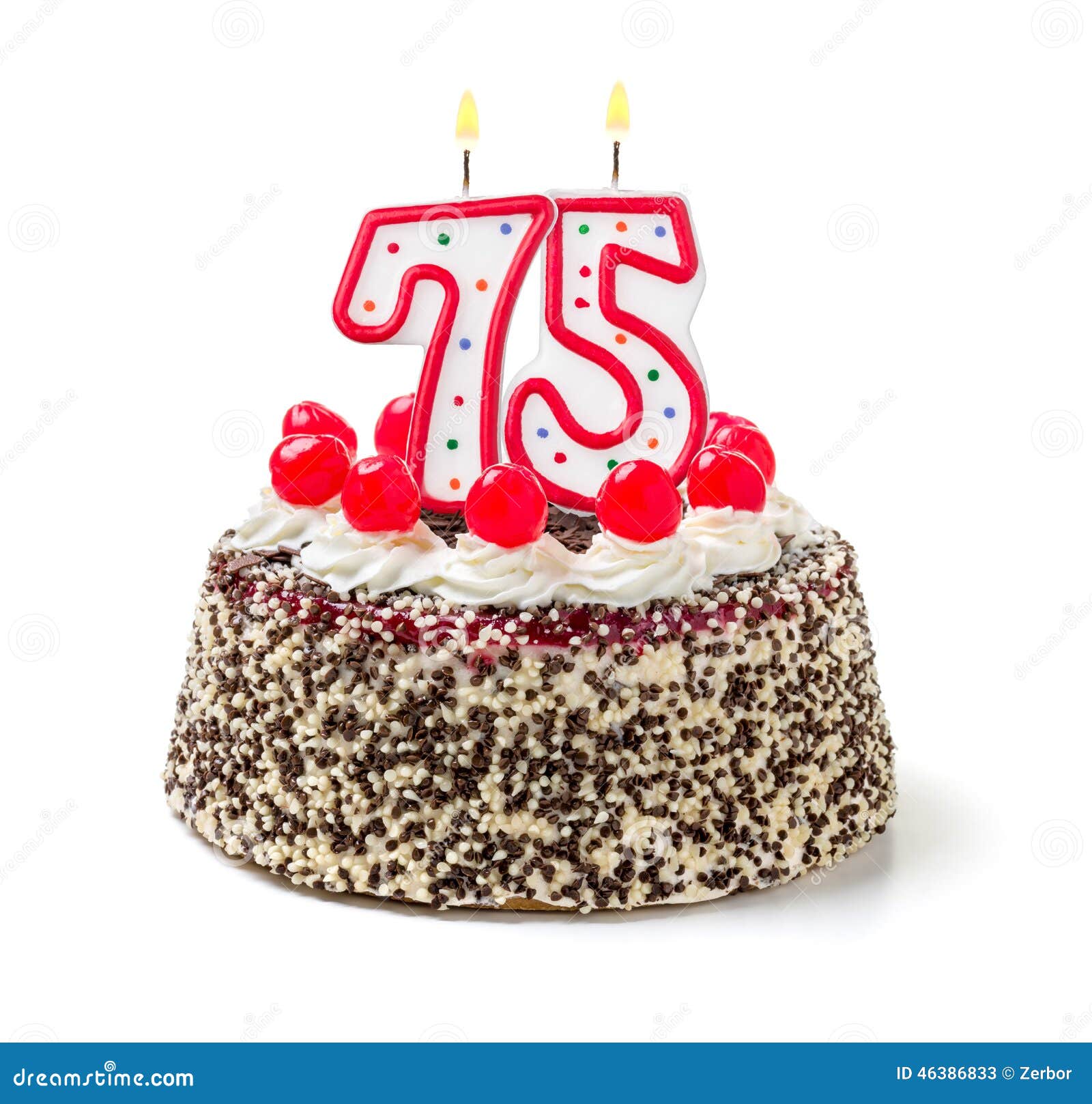 Birthday Cake with Candle Number 75 Stock Image - Image of figure ...