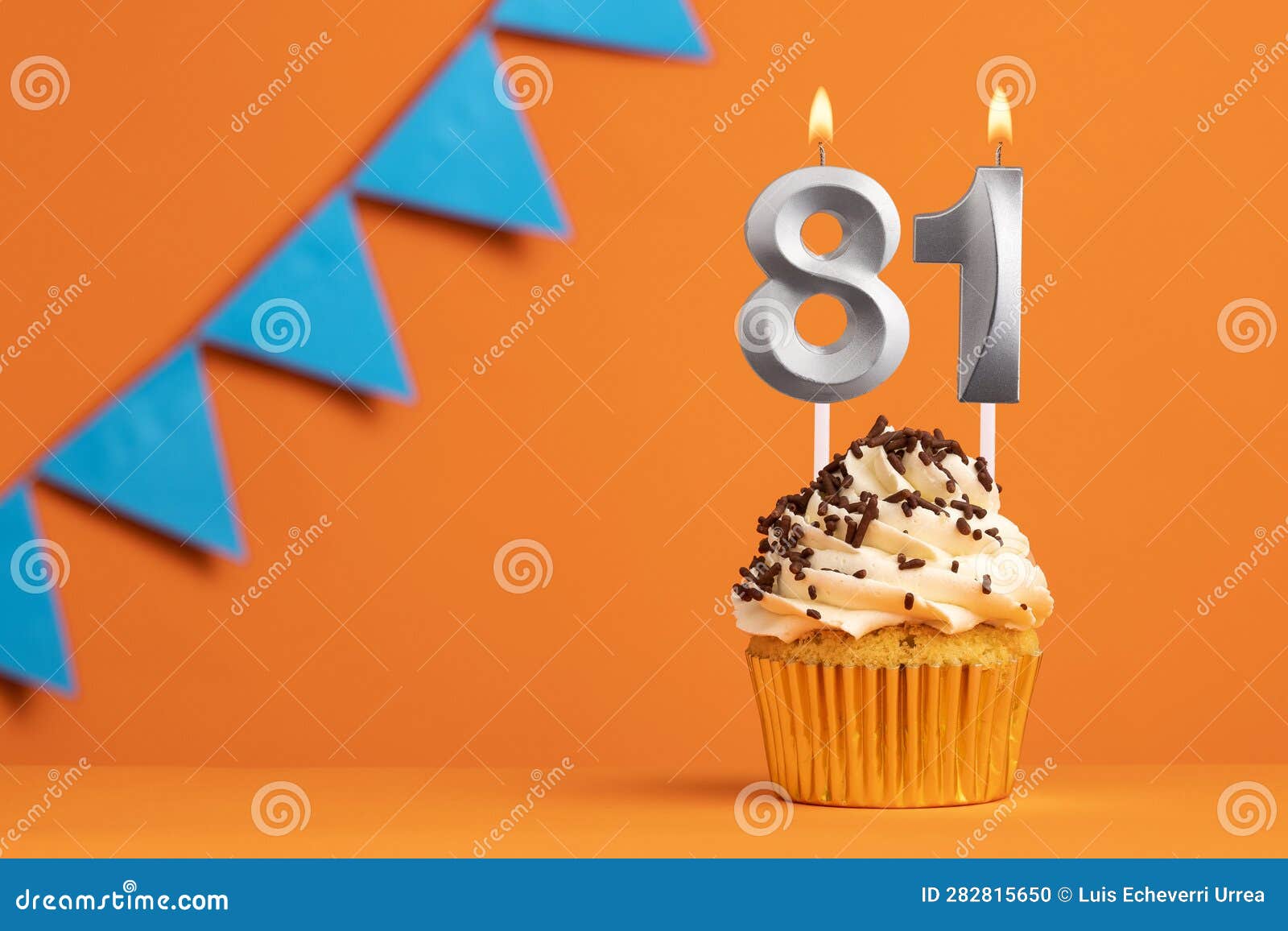 Birthday Cake with Candle Number 81 - Orange Background Stock ...