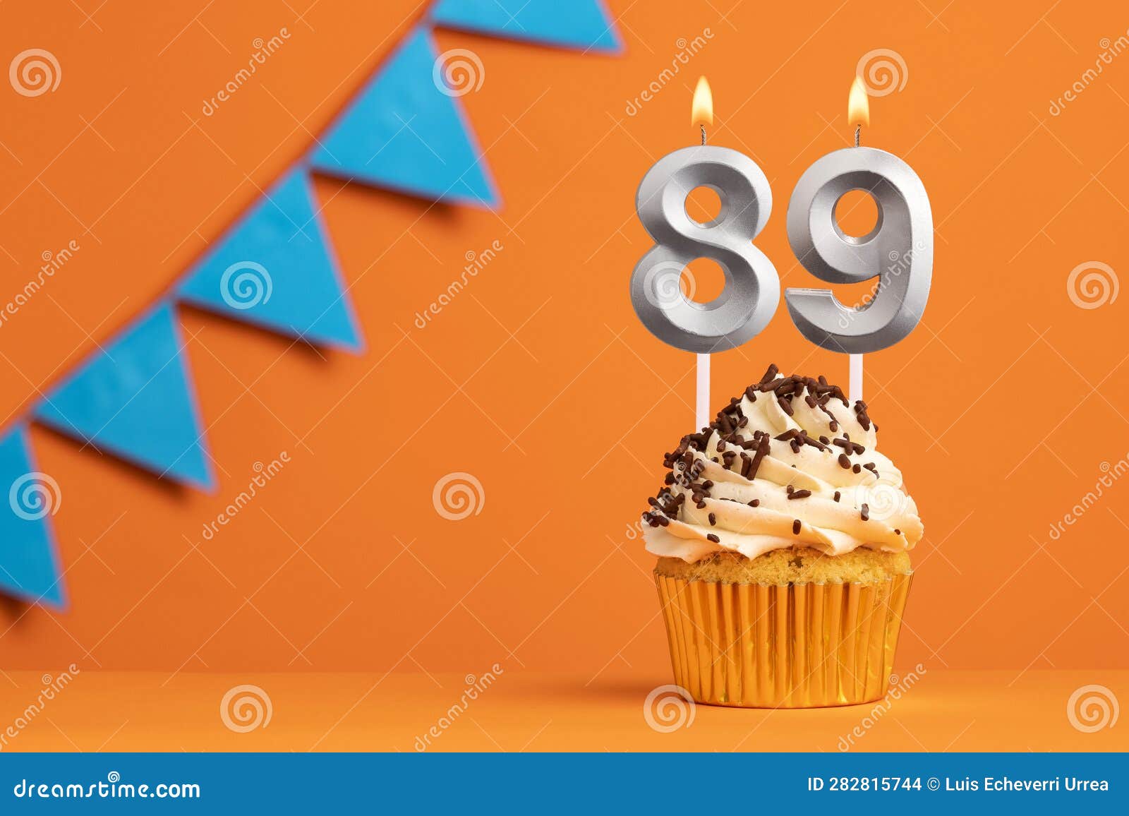 Birthday Cake with Candle Number 89 - Orange Background Stock ...