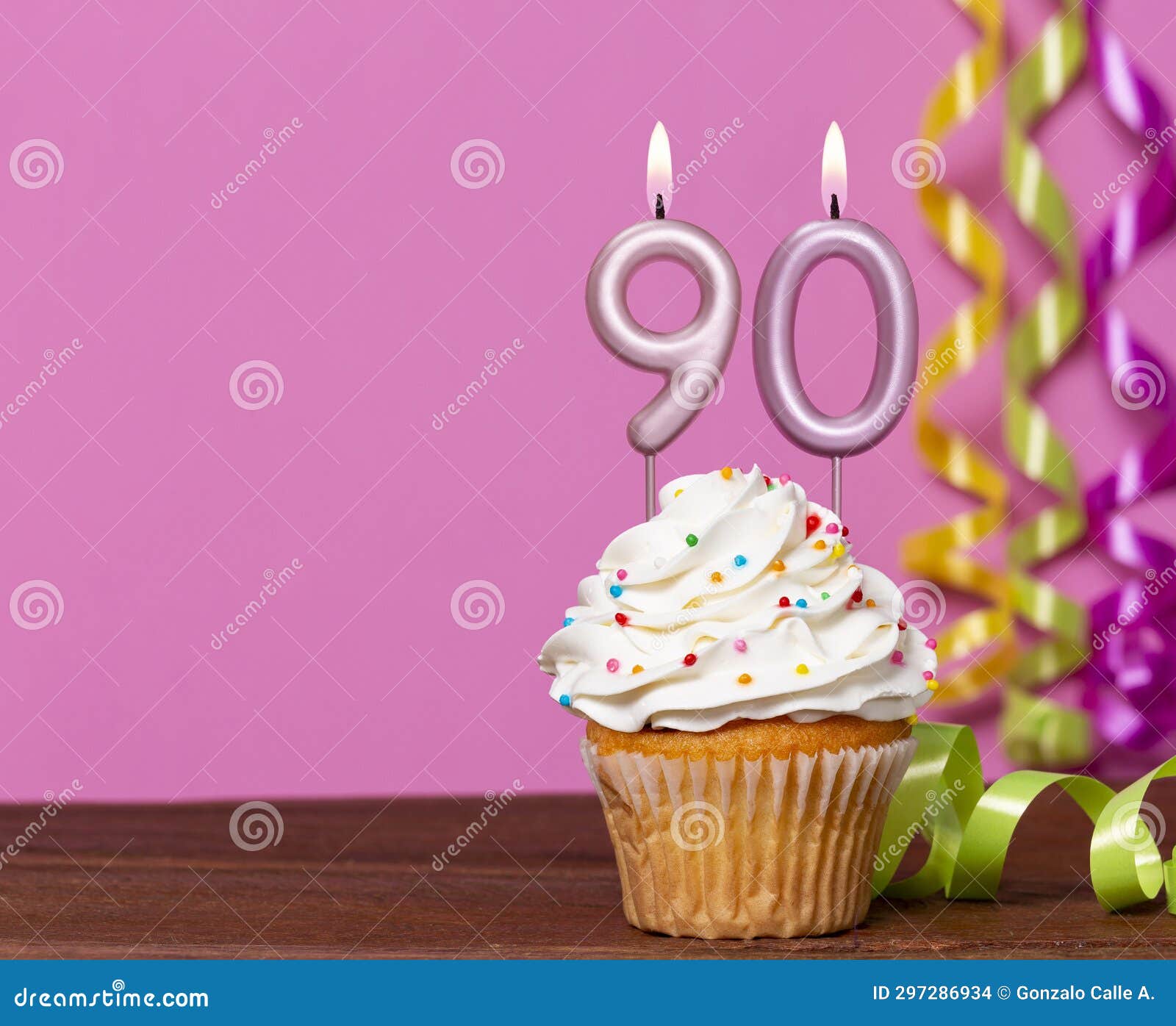 Birthday Cake with Candle Number 90 Stock Photo - Image of birth, piece ...