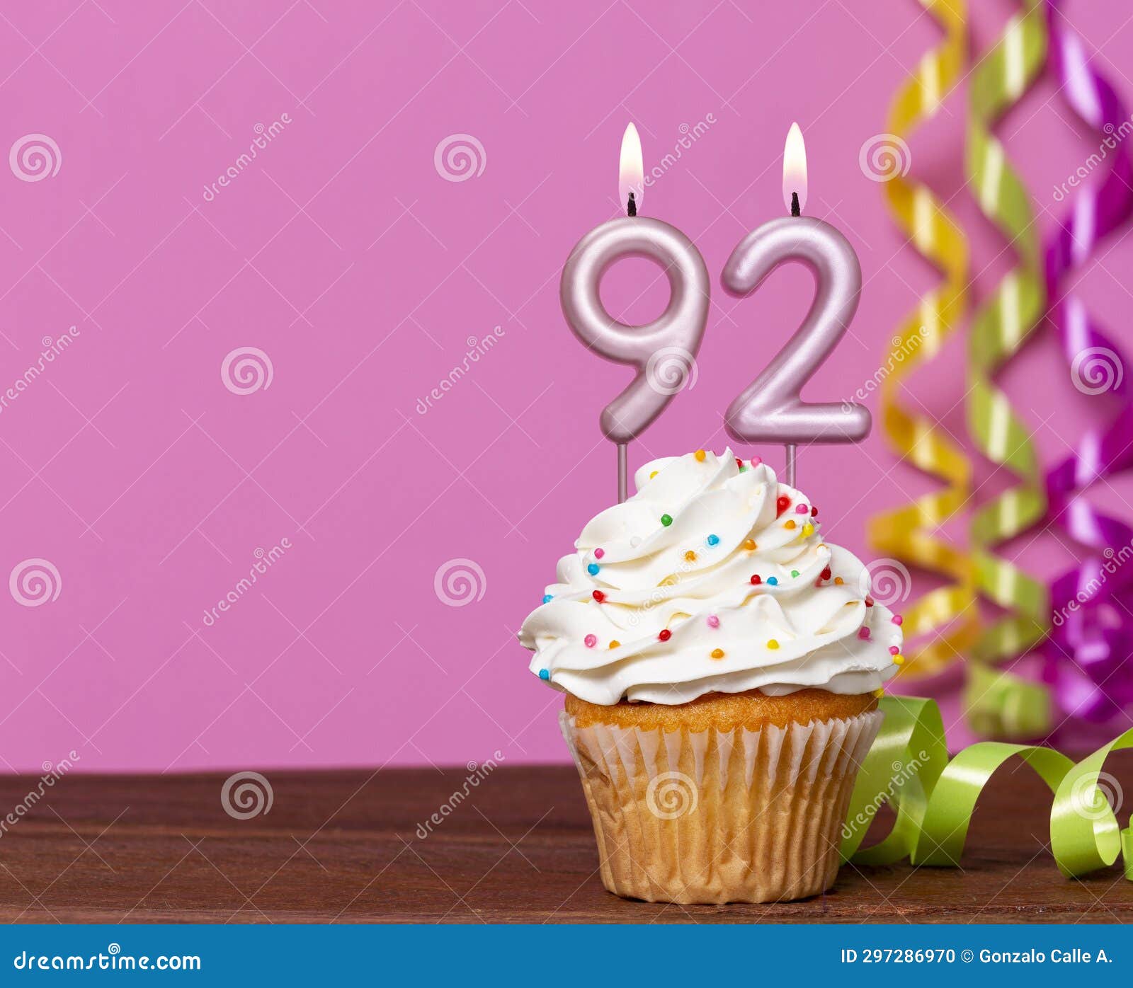 Birthday Cake with Candle Number 92 Stock Photo - Image of festive ...