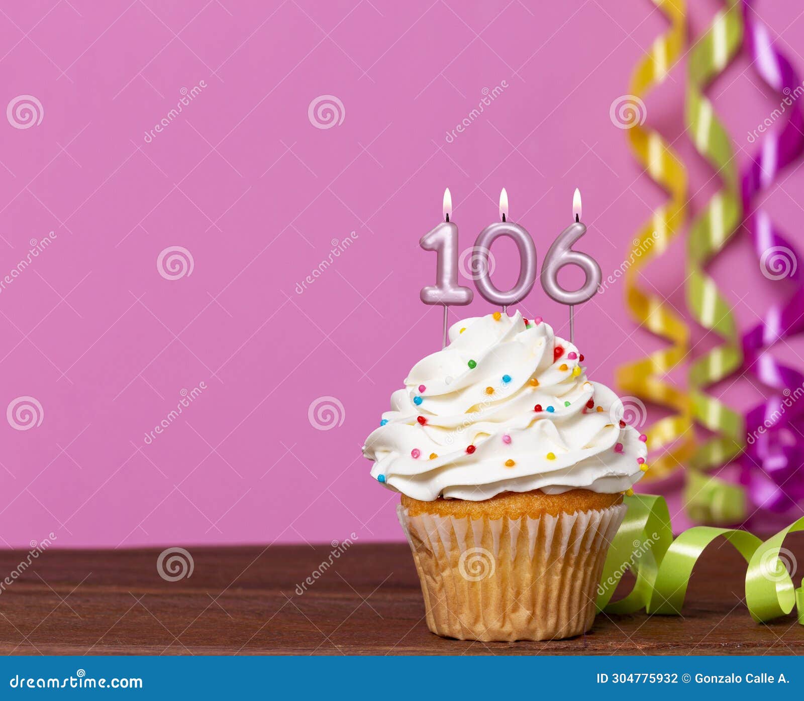 Birthday Cake with Candle Number 106 Stock Photo - Image of festive ...