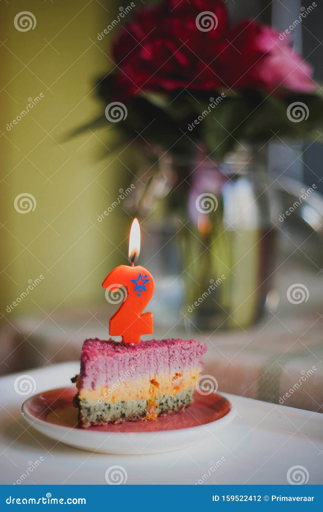 Birthday Cake with a Candle Number Two Stock Photo - Image of cupcake ...