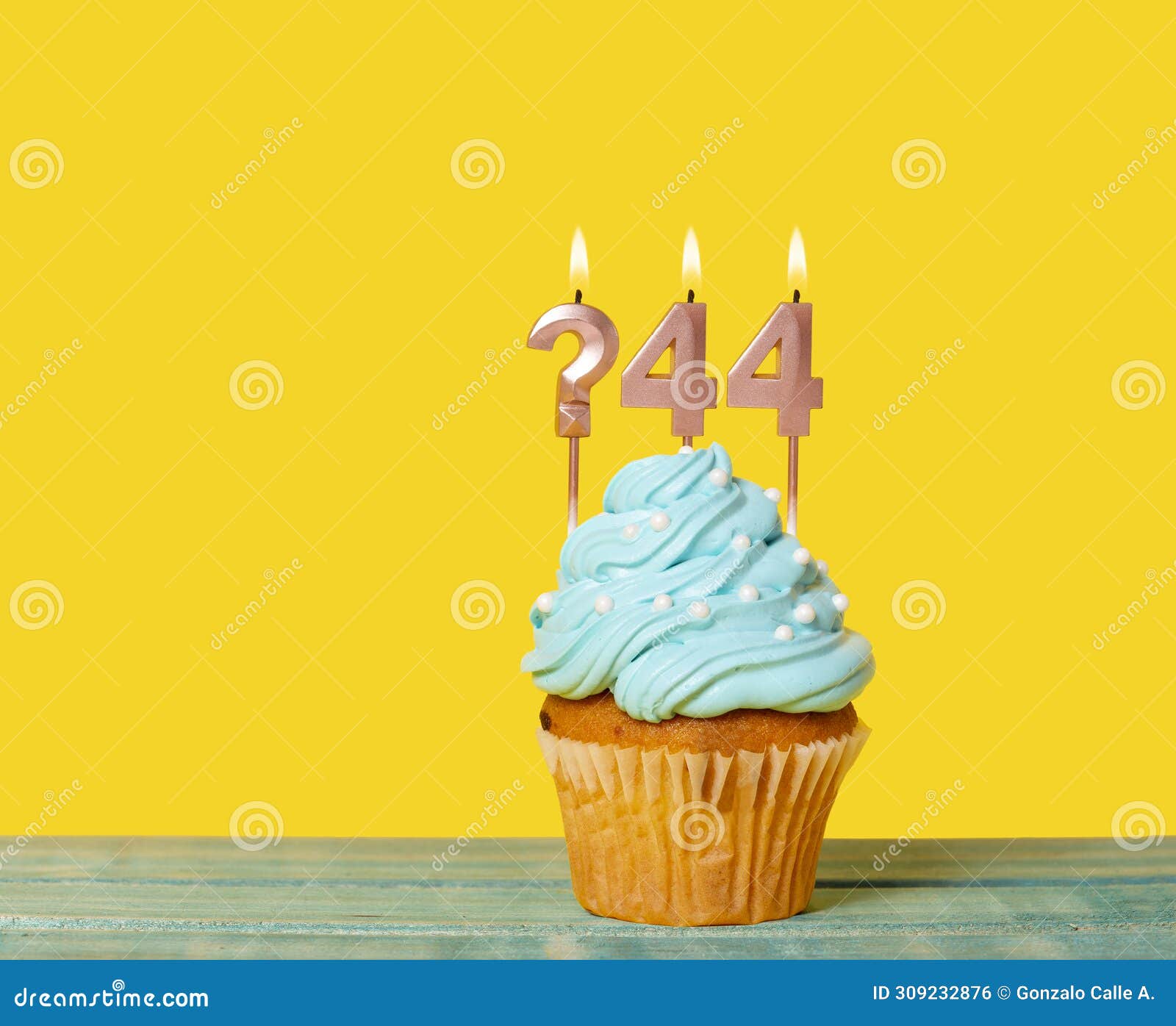 Birthday Cake with Candle Question Mark and Number 44 Stock Photo ...