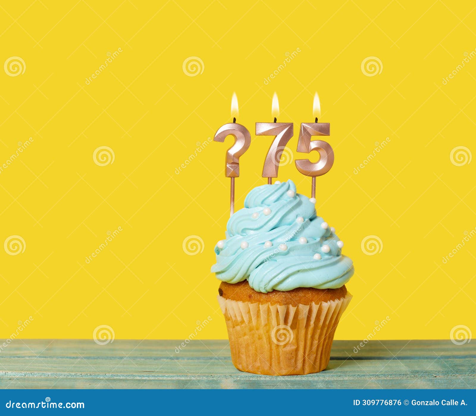 Birthday Cake with Candle Question Mark and Number 75 Stock Photo ...