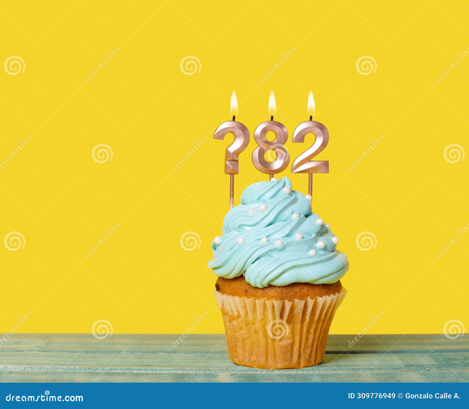 Birthday Cake with Candle Question Mark and Number 82 Stock Image ...