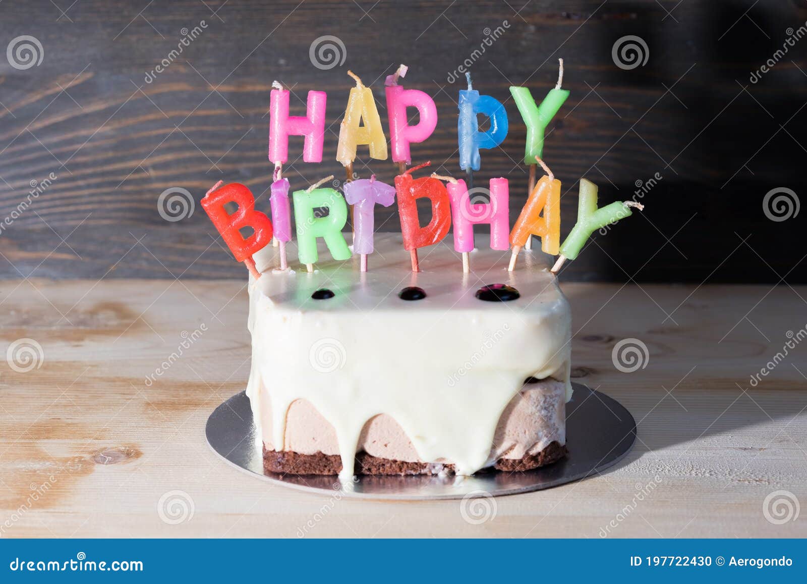 Birthday Cake with Candles on the Table Stock Photo - Image of plate ...